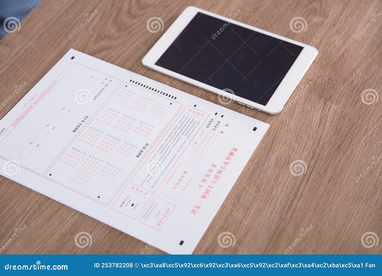 Tablet PC and Exam Answer Sheet Stock Photo - Image of correspondence ...