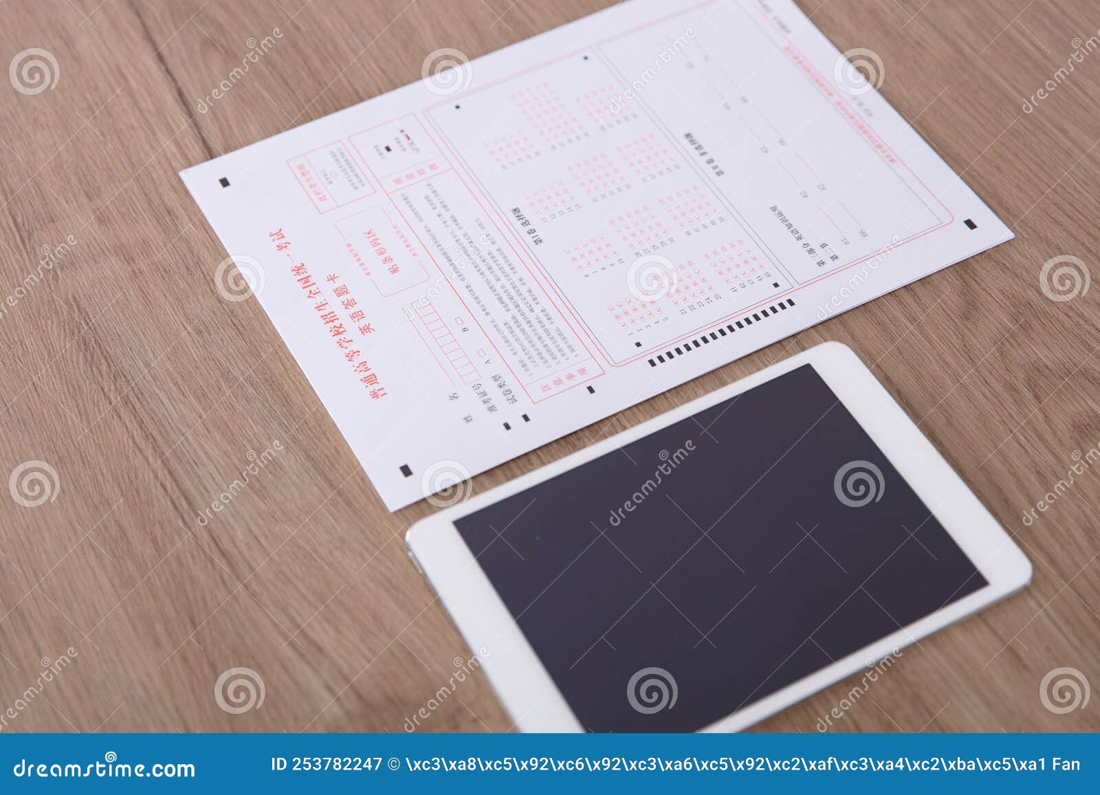 Tablet PC and Exam Answer Sheet Stock Image - Image of exam, online ...