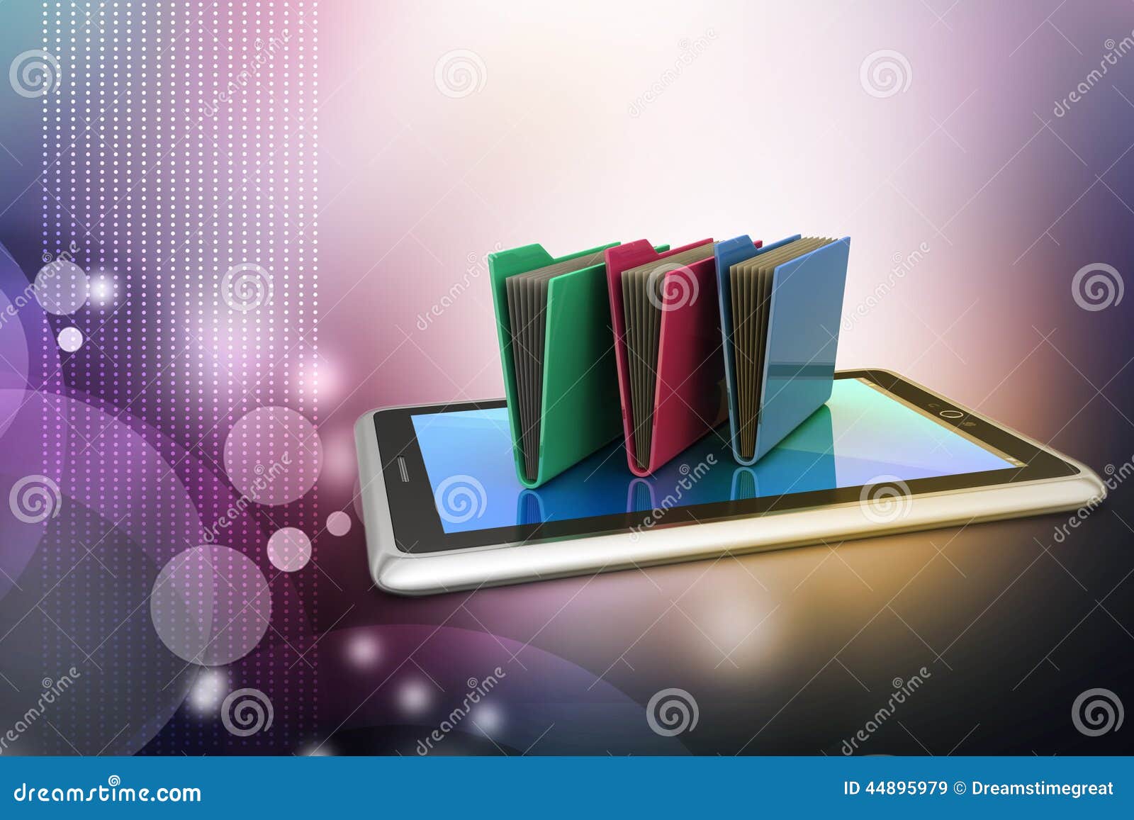 Tablet PC with file folder stock illustration. Illustration of ...