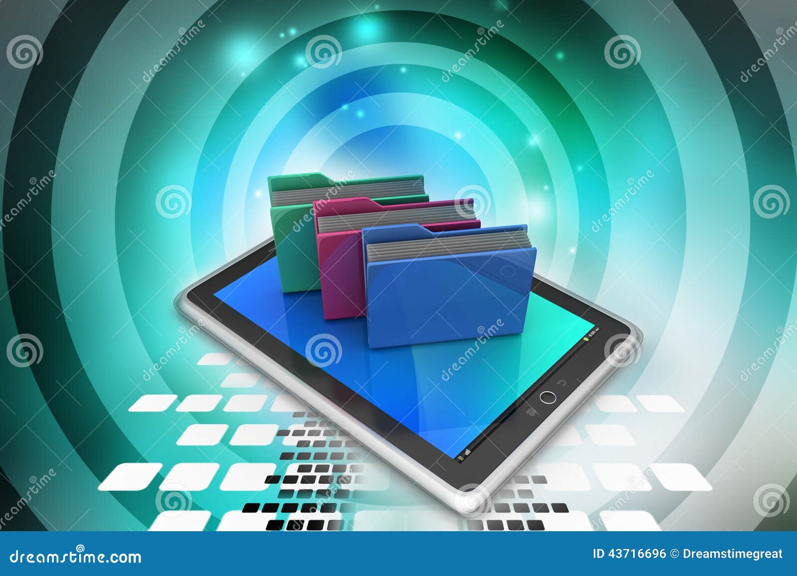 Tablet PC with file folder stock illustration. Illustration of abstract ...