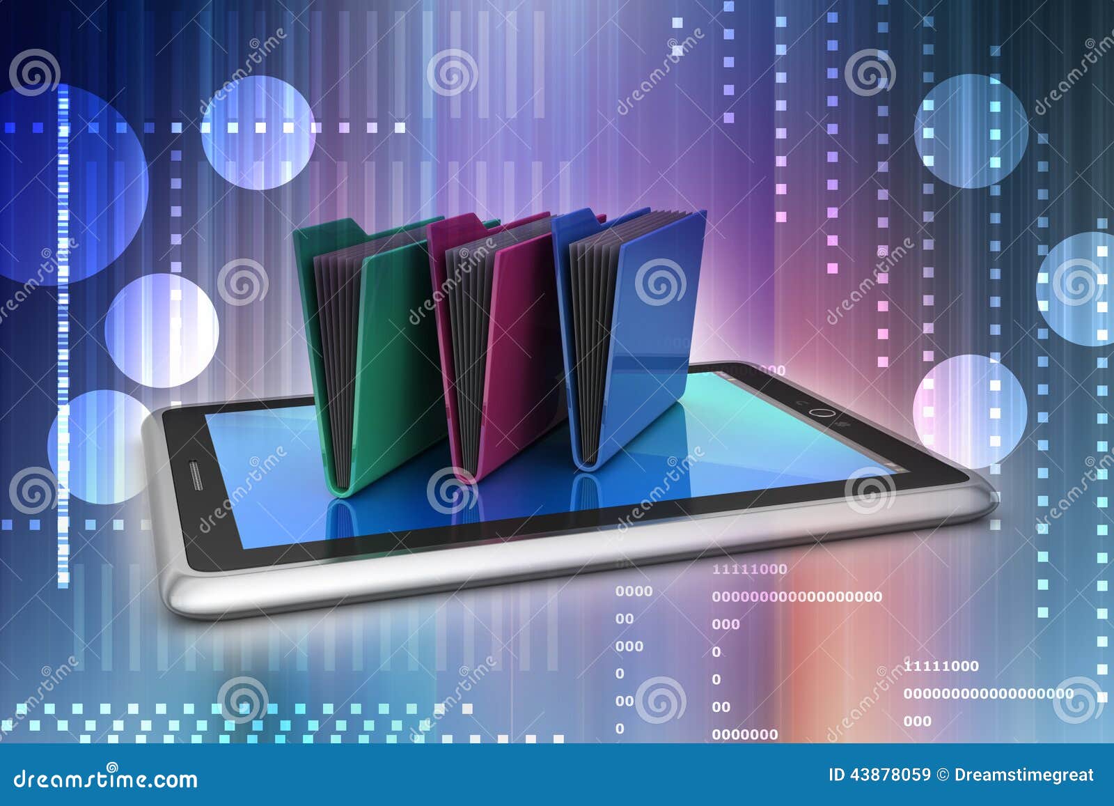 Tablet PC with file folder stock illustration. Illustration of ...