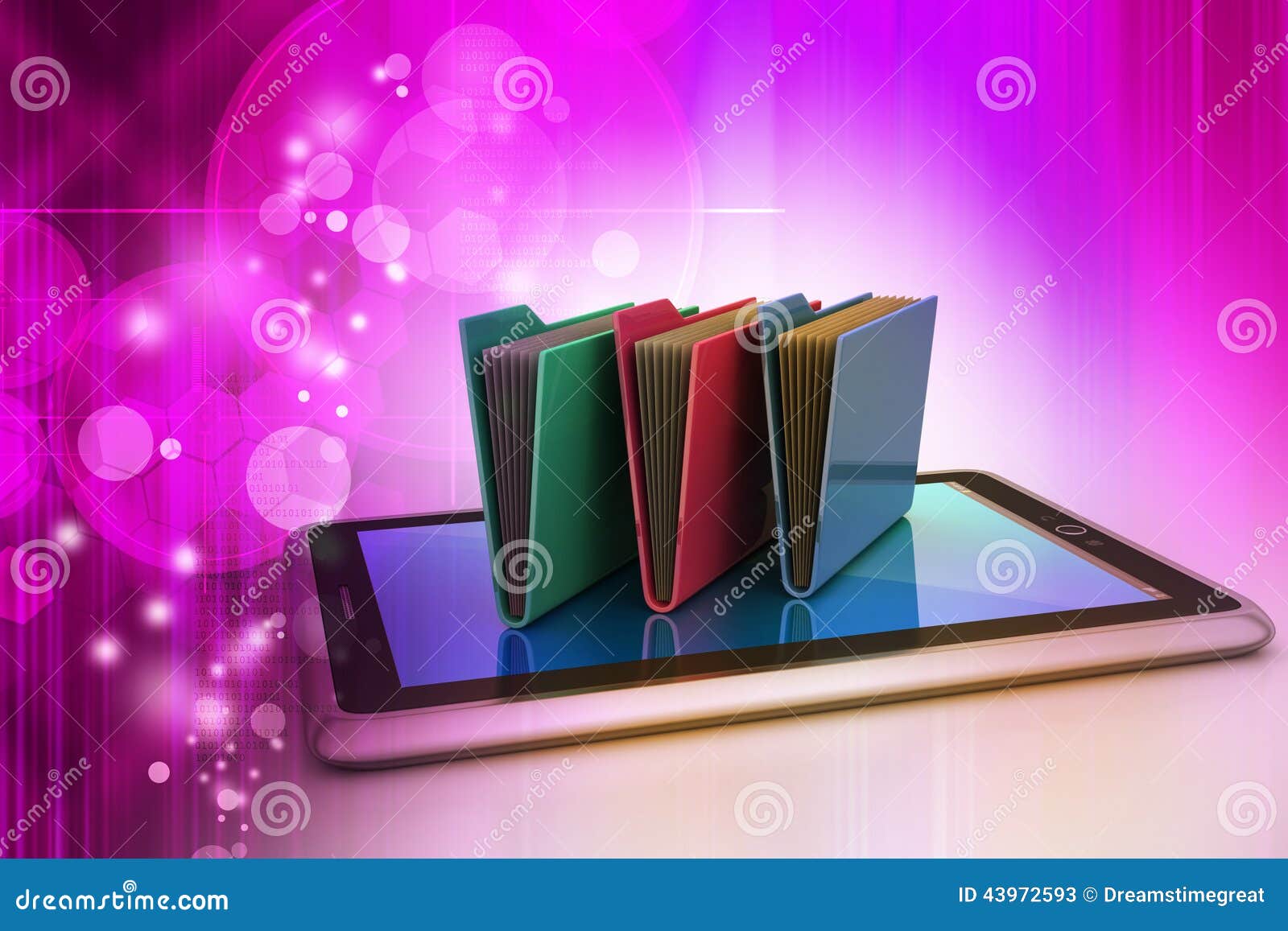 Tablet PC with file folder stock illustration. Illustration of data ...