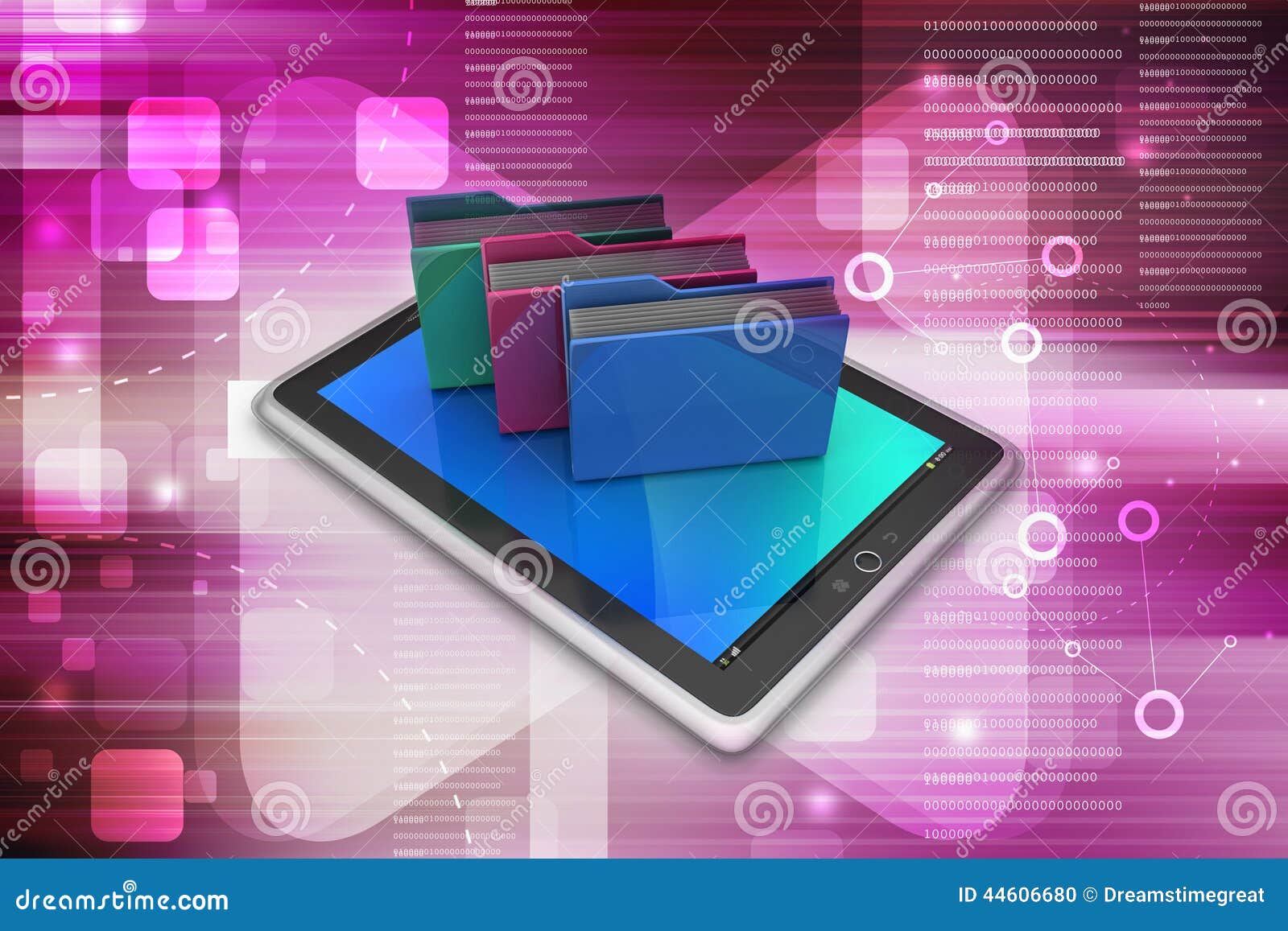 Tablet PC with file folder stock illustration. Illustration of file ...