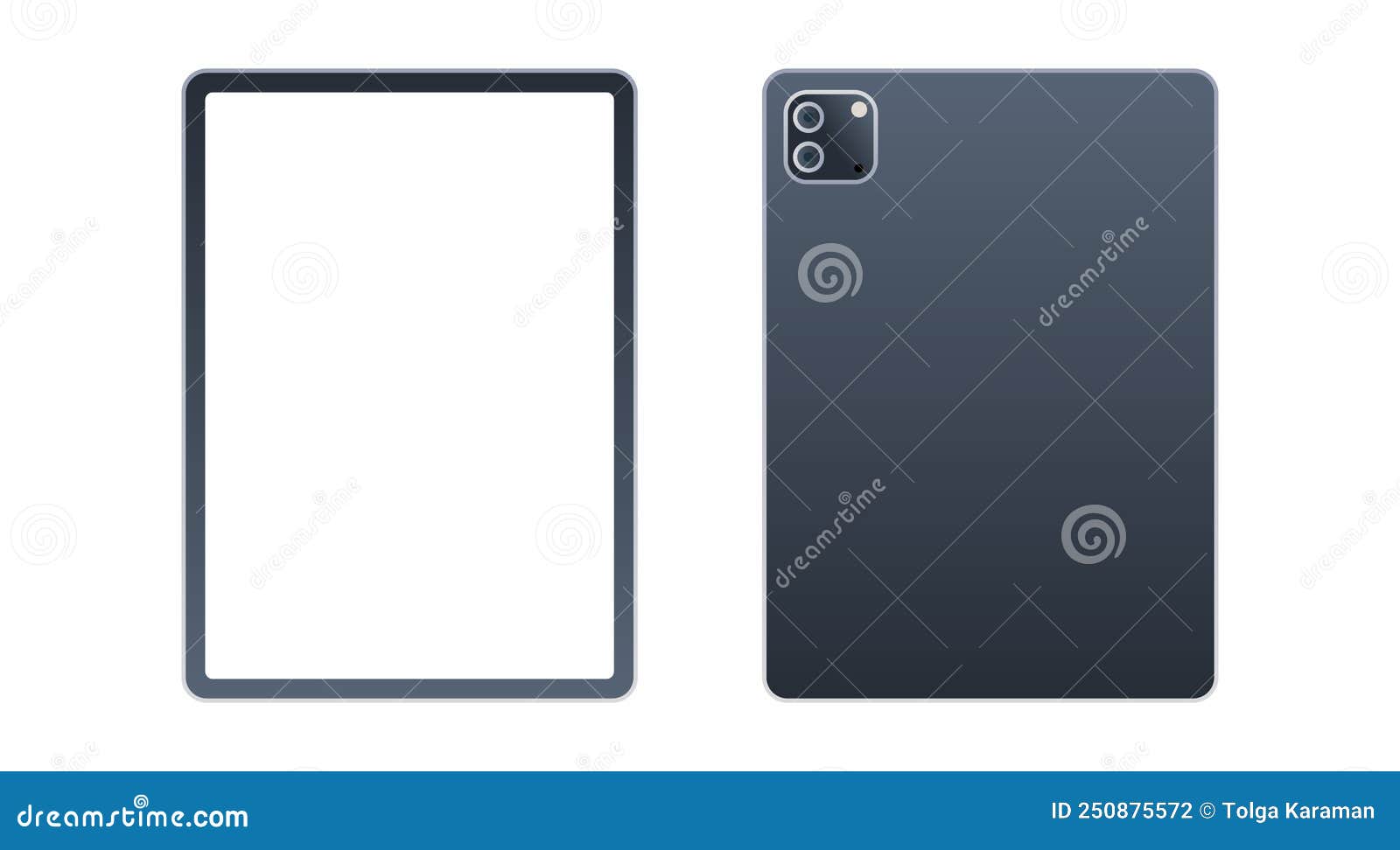 Tablet Pc Front and Back View and Technology Flat Vector. Stock Vector ...