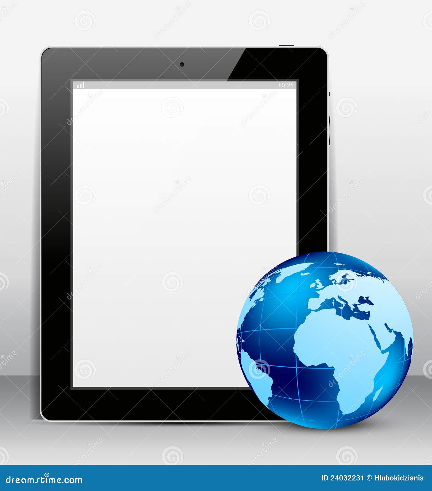 Tablet pc with globe stock vector. Illustration of gadget - 24032231