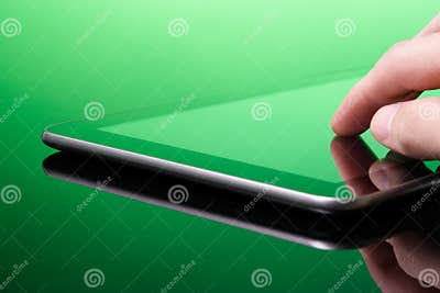 Tablet PC is green (eco) stock photo. Image of touching - 24601816