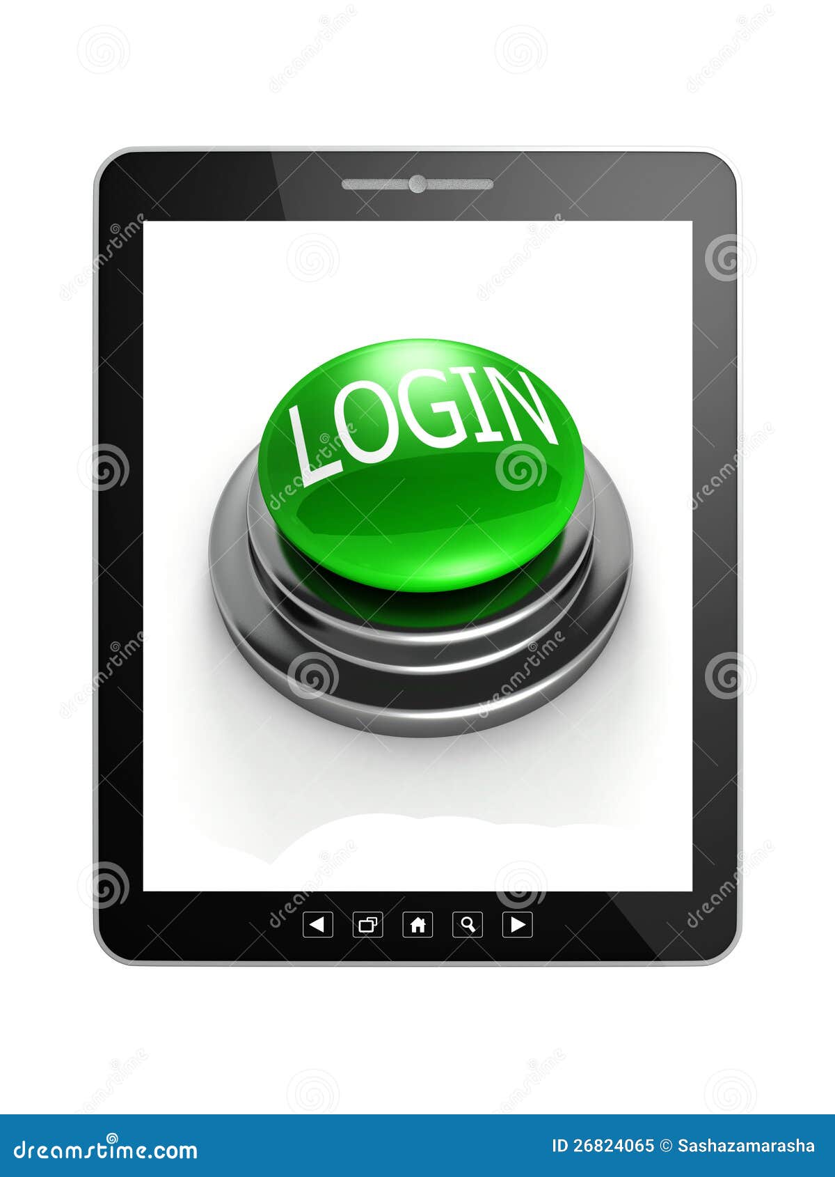 Tablet Pc with Green Login Button Stock Illustration - Illustration of ...