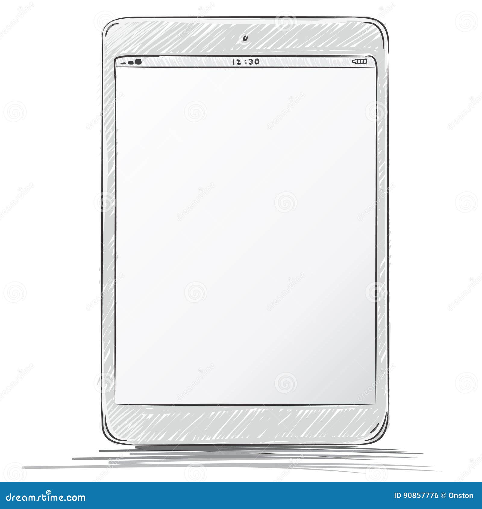 Tablet PC Hand Drawn Vector Illustration. Stock Vector - Illustration ...