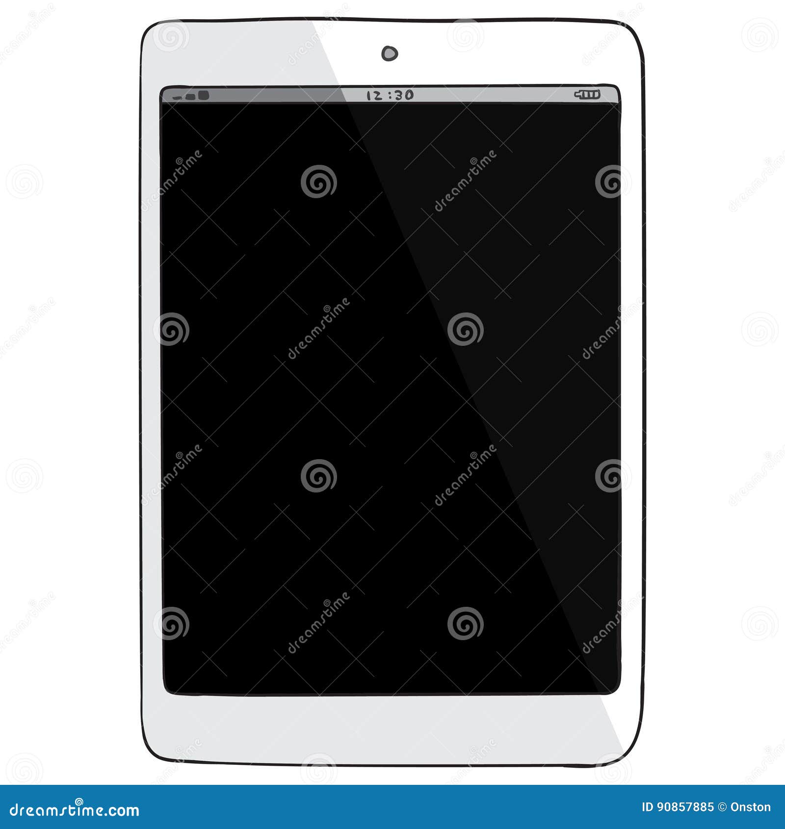 Tablet PC Hand Drawn Vector Illustration. Stock Vector - Illustration ...