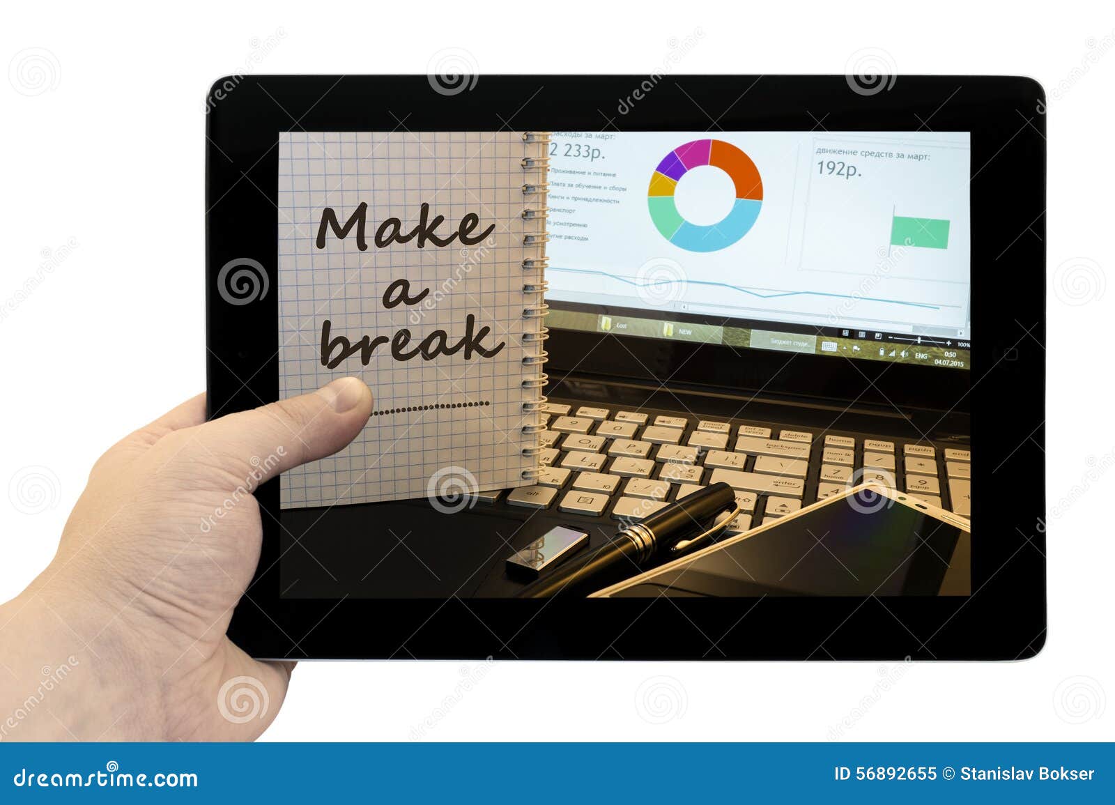 Tablet PC in Hand with Inscription - Make a Break in Notepad on Office ...