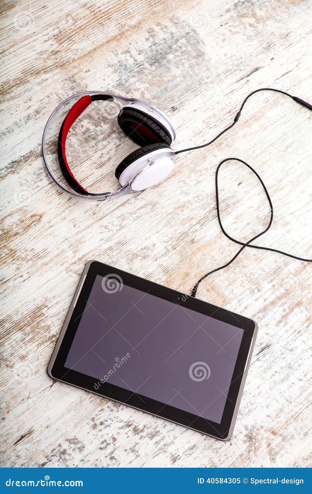 Tablet PC and headphones stock image. Image of portable - 40584305