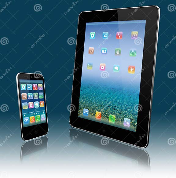 Tablet pc and mobile phone stock photo. Image of computer - 24938368