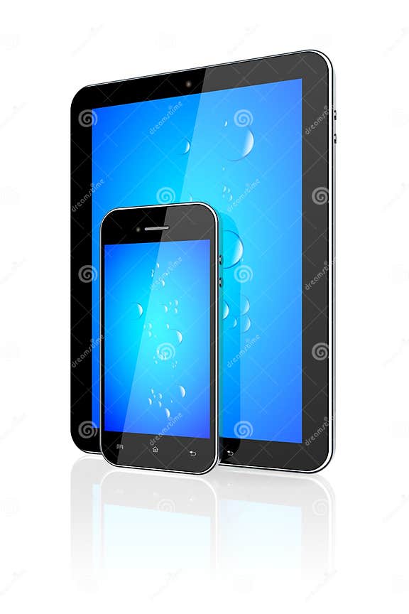 Tablet PC with Mobile Phone Stock Illustration - Illustration of ...