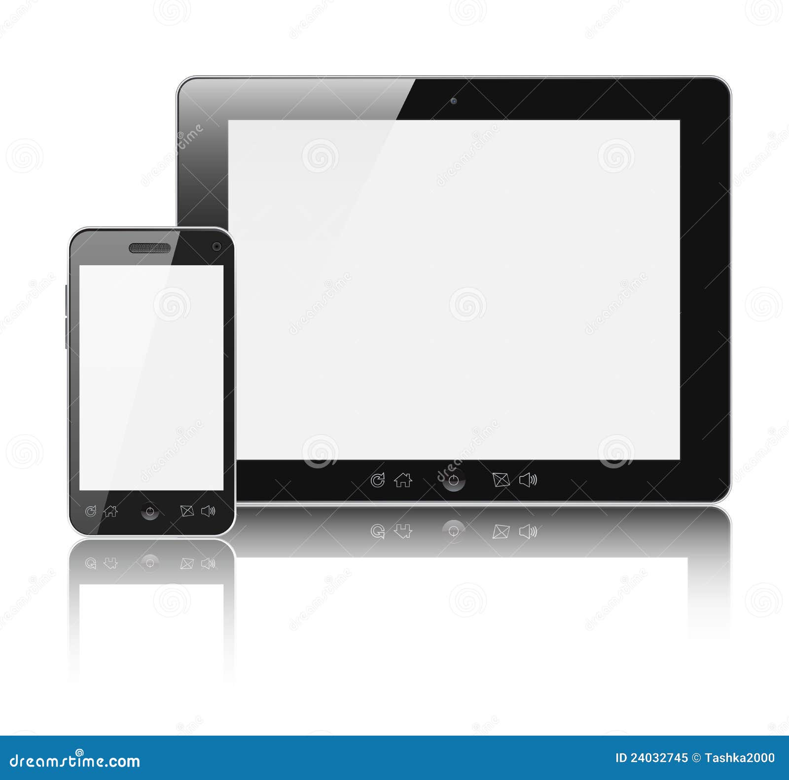Tablet PC with Mobile Smartphone Stock Illustration - Illustration of ...