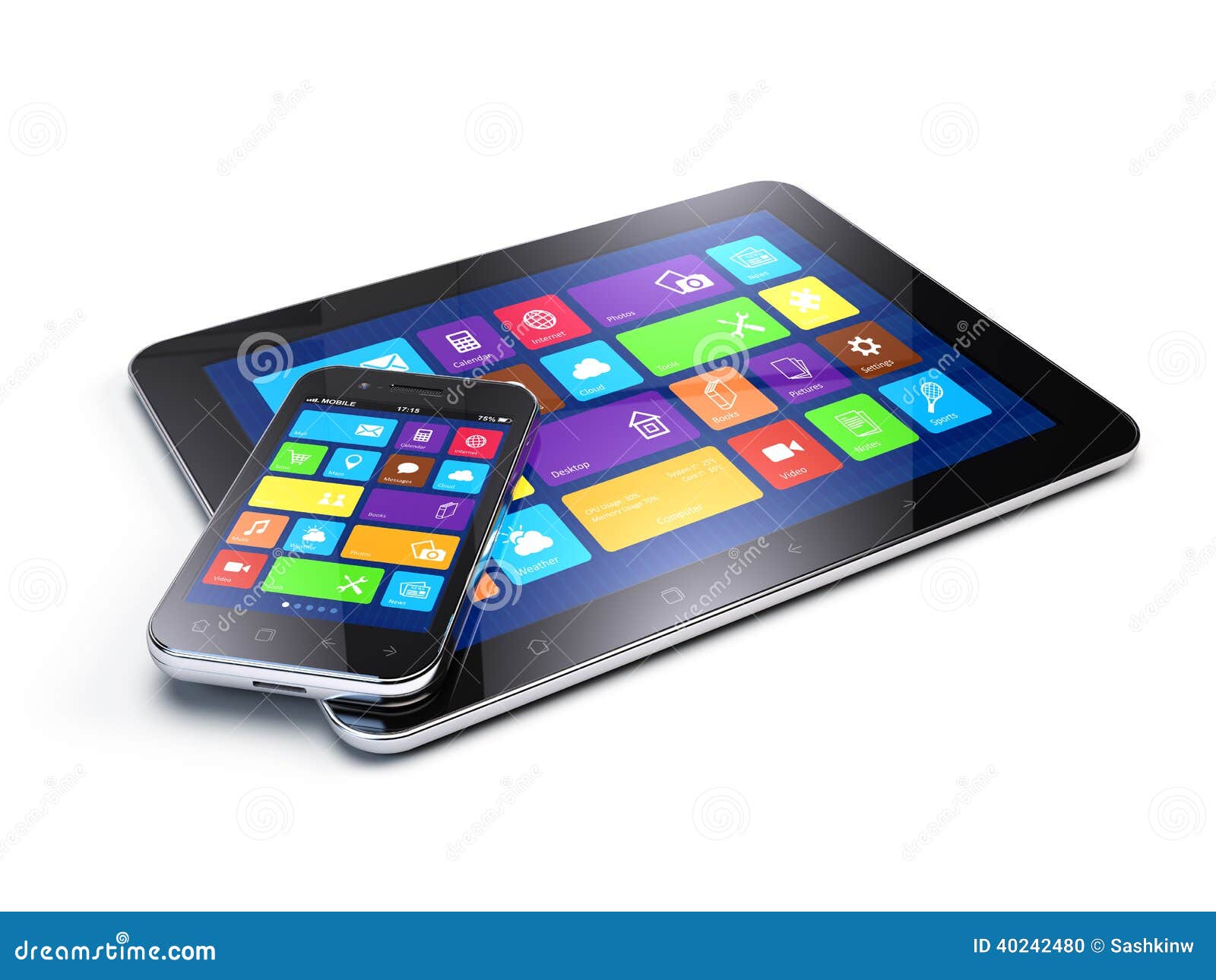 Tablet PC and Mobile Smartphone Stock Illustration - Illustration of ...