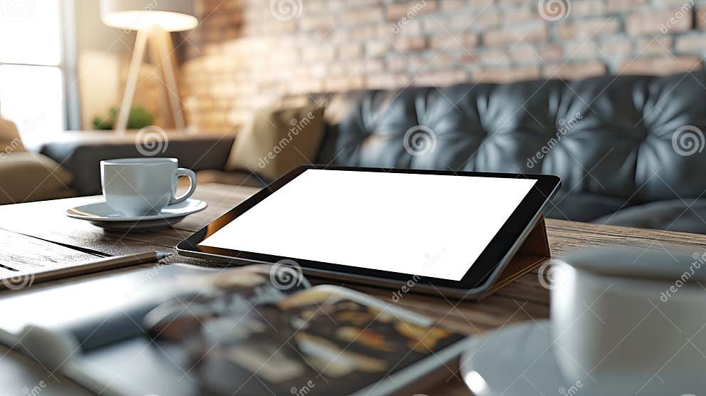 Tablet PC Mockup on the Table Stock Illustration - Illustration of ...