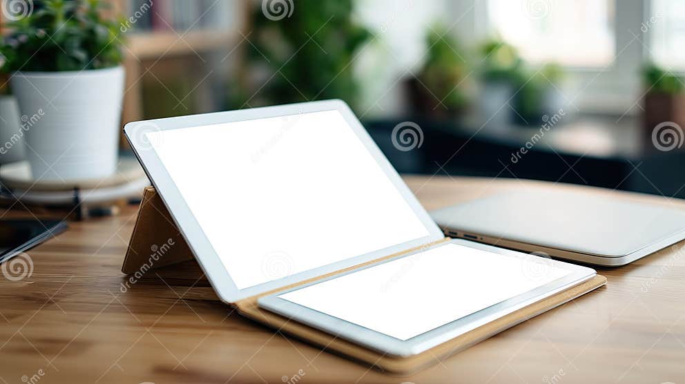 Tablet PC Mockup on the Table Stock Photo - Image of advertising ...
