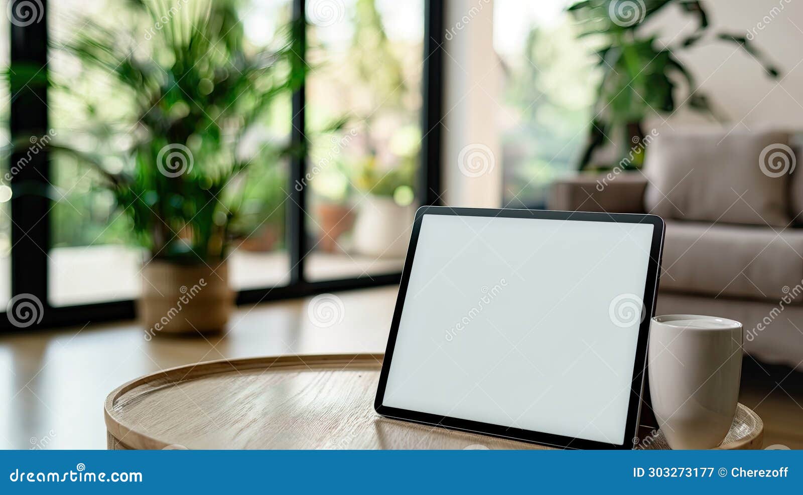 Tablet PC Mockup on the Table Stock Image - Image of digital, office ...