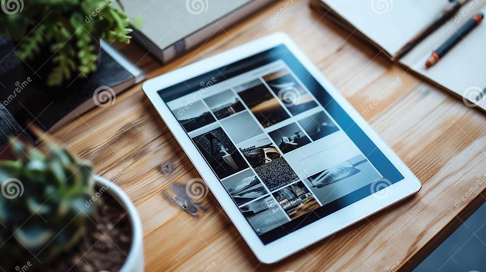 Tablet PC Mockup on the Table Stock Image - Image of mockup, modern ...