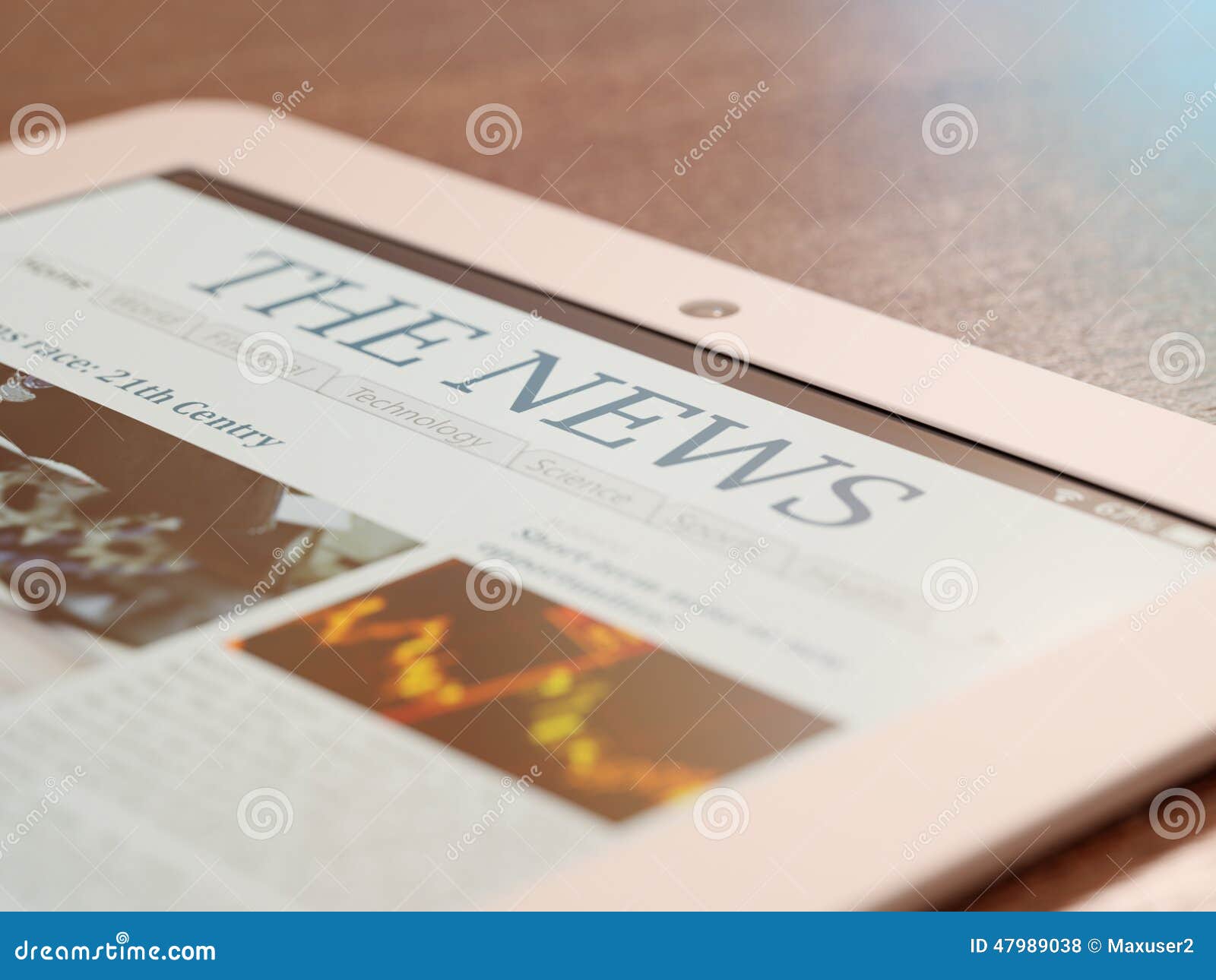 Tablet PC with Newspaper App Stock Photo - Image of mobility ...