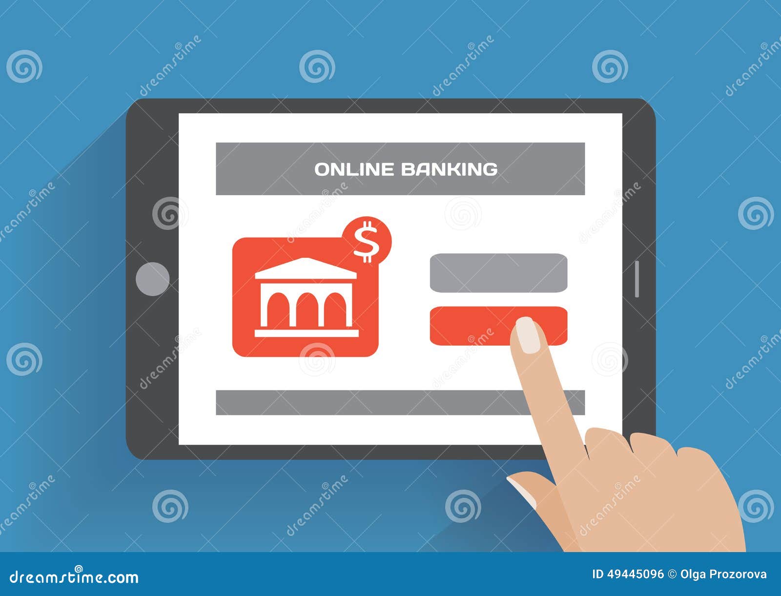 Tablet Pc with Online Banking Icon on the Screen Stock Vector ...