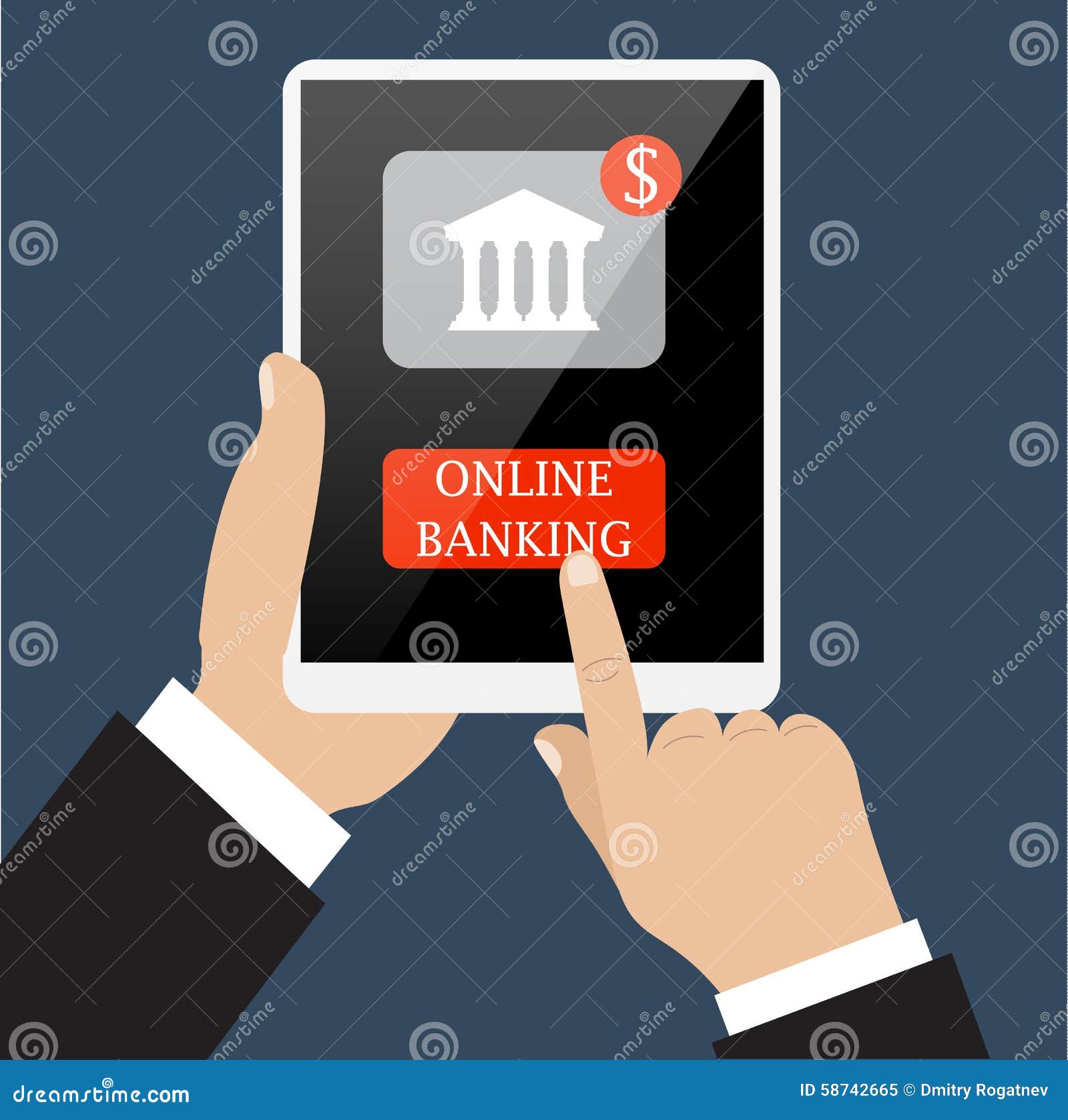 Tablet Pc with Online Banking Icon on the Screen. Stock Vector ...