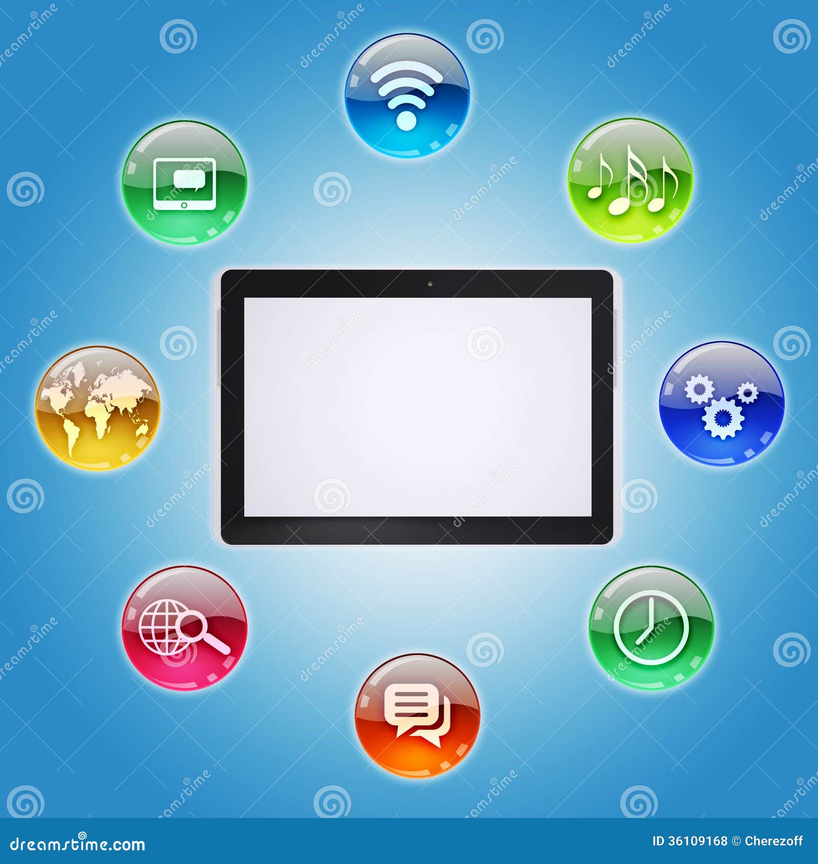 Tablet PC and Program Icons Stock Illustration - Illustration of ...