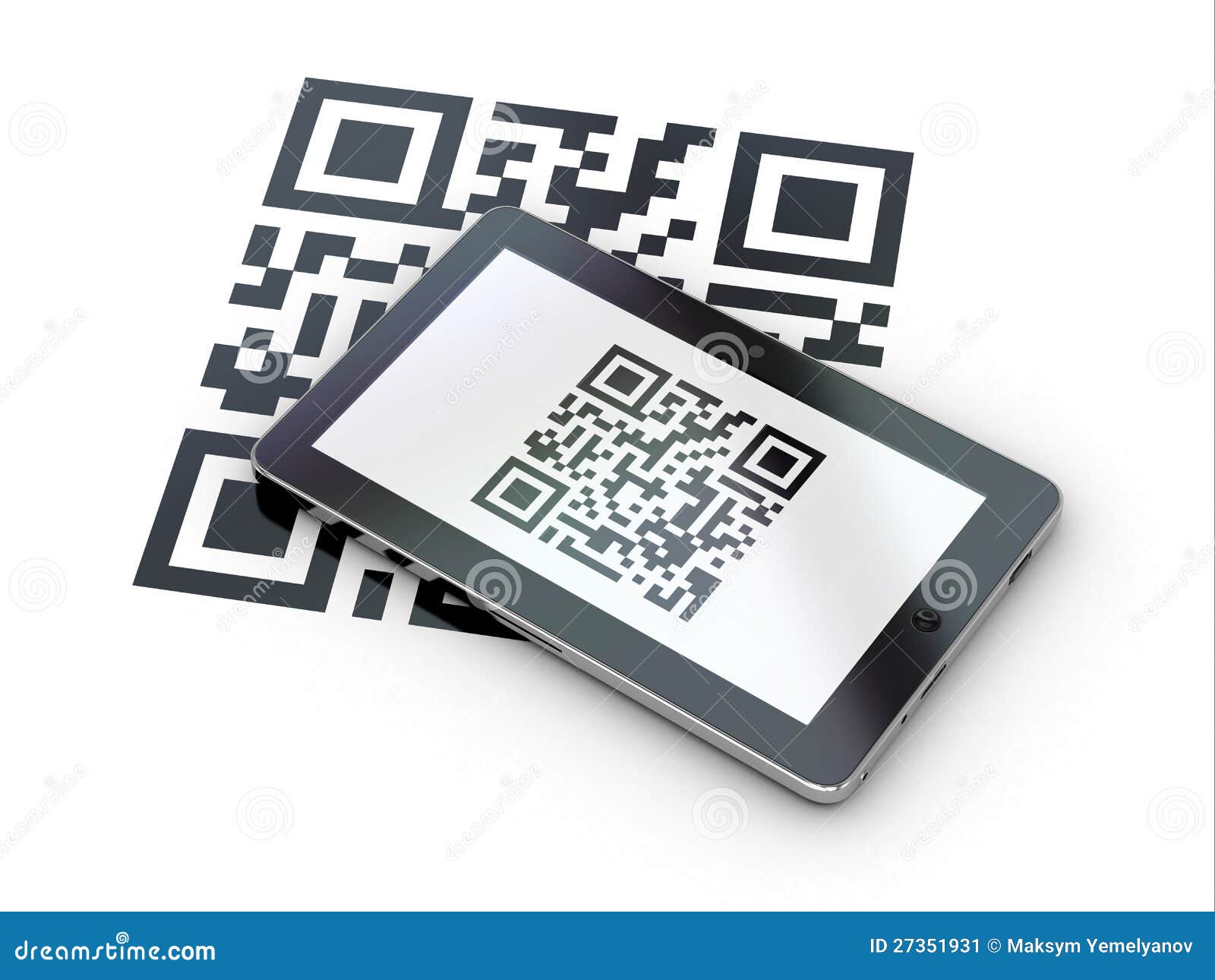 Tablet Pc Scanning Qr Code. 3d Stock Illustration - Illustration of ...
