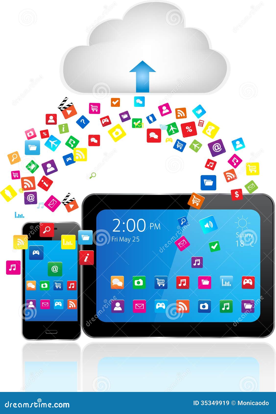 Tablet PC and Smart Phone with Apps Stock Vector - Illustration of ...