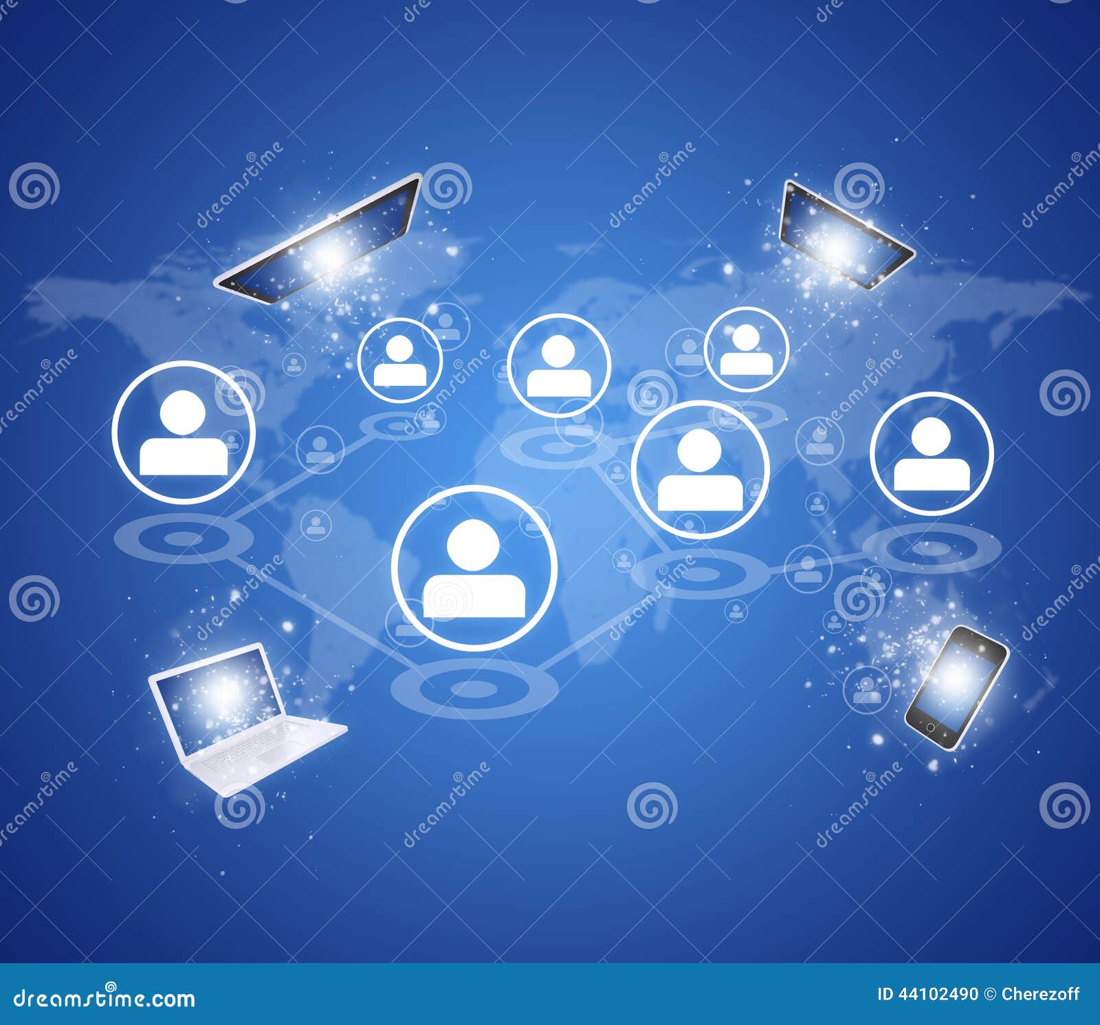 Tablet Pc, Smart Phone, Laptop and Network Stock Illustration ...