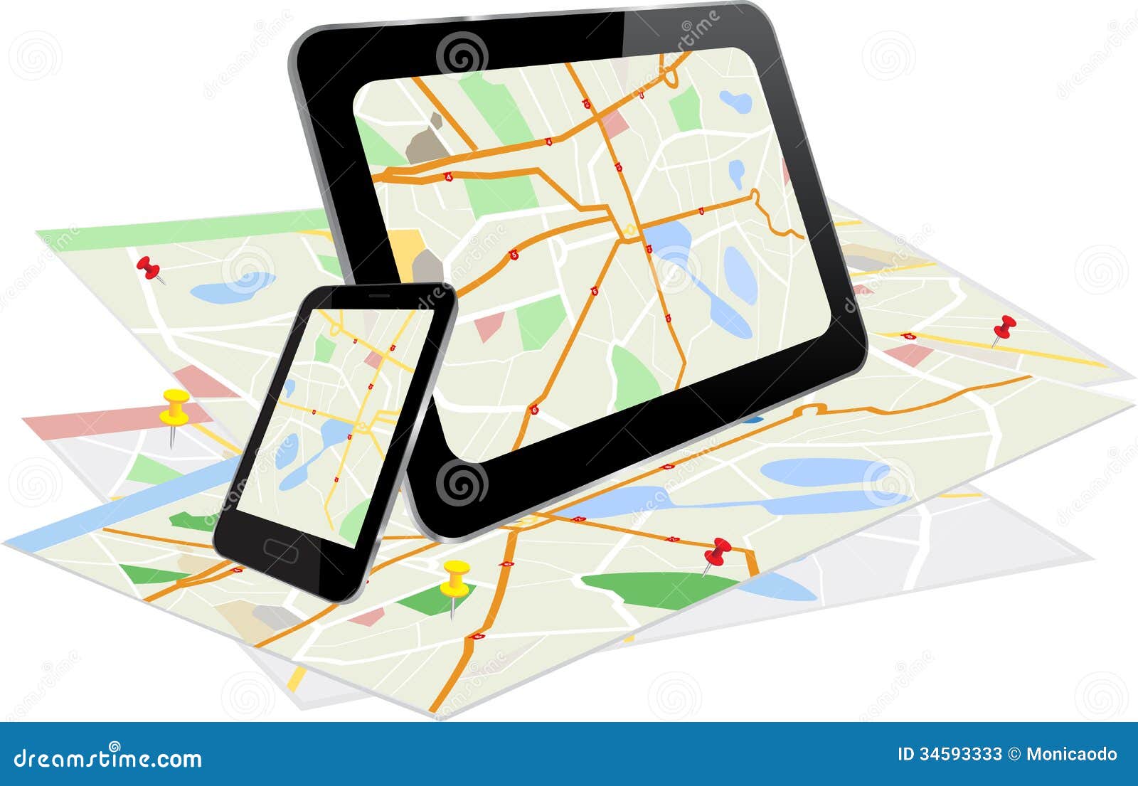 Tablet PC and Smart Phone with Navigation System Stock Vector ...