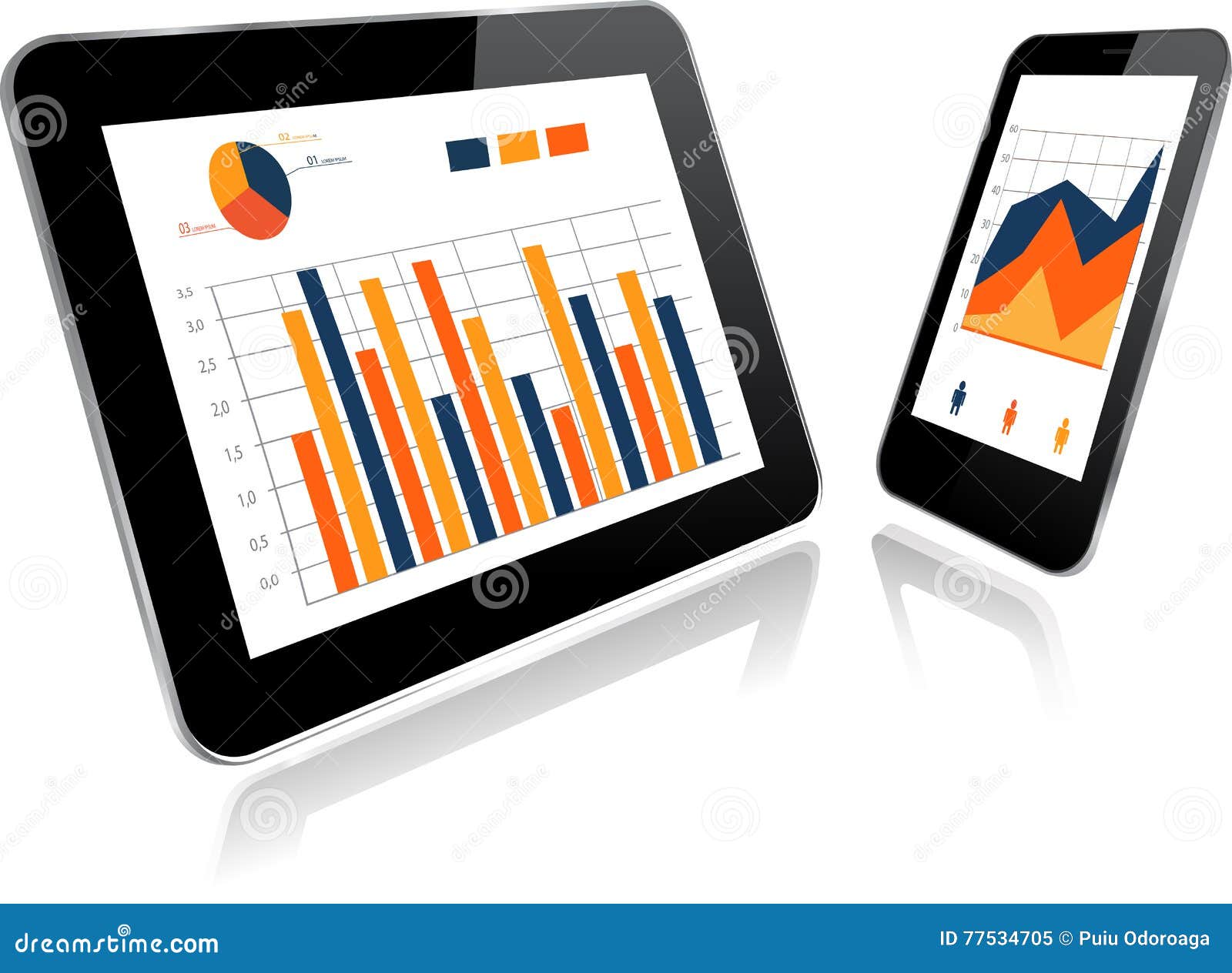 Tablet PC and Smartphone with Statistics Chart Stock Vector ...