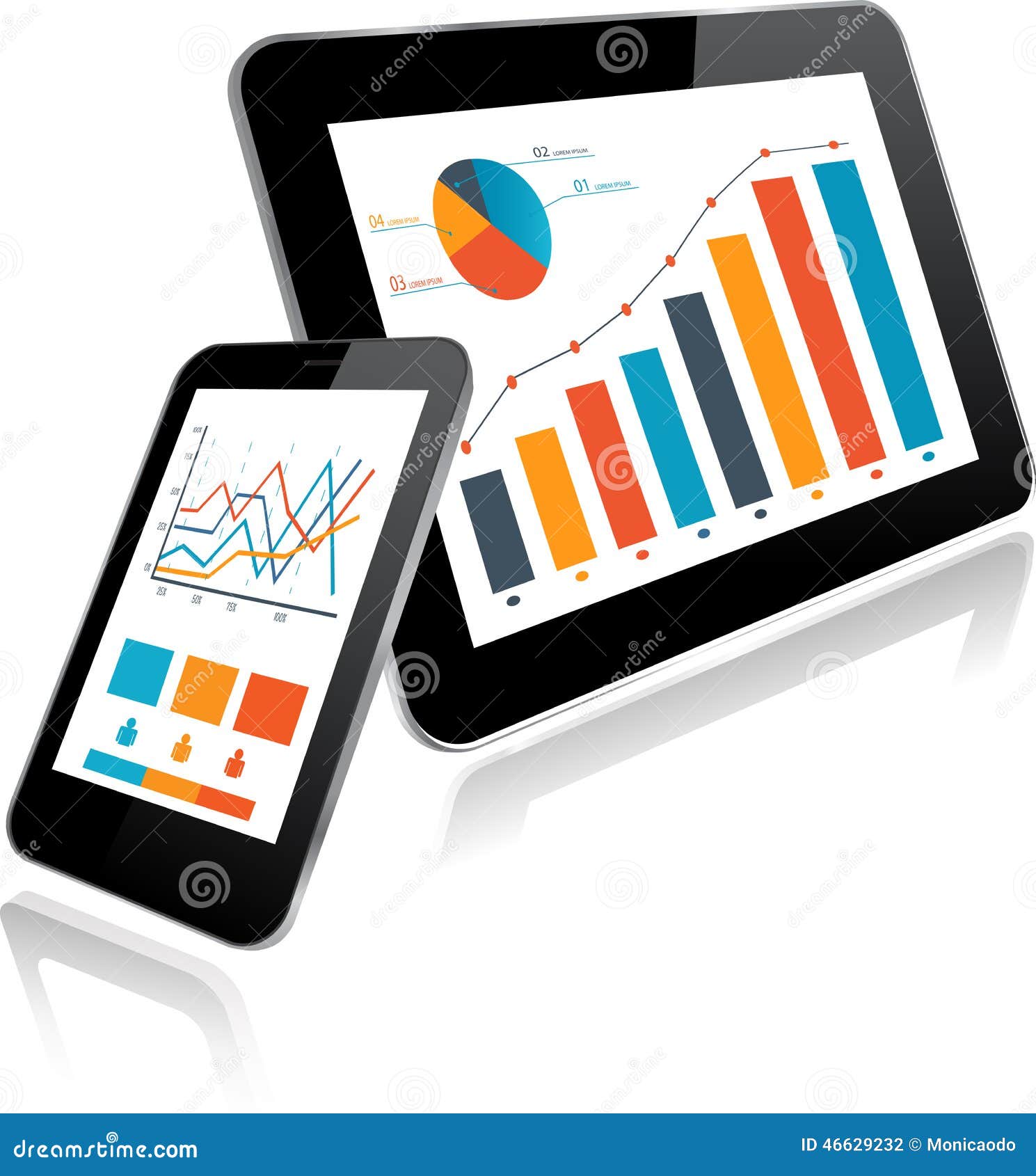 Tablet PC and Smartphone with Statistics Chart Stock Vector ...