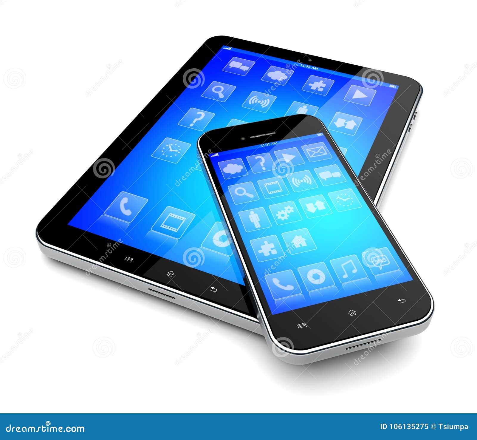 Tablet PC with smartphone stock illustration. Illustration of computing ...