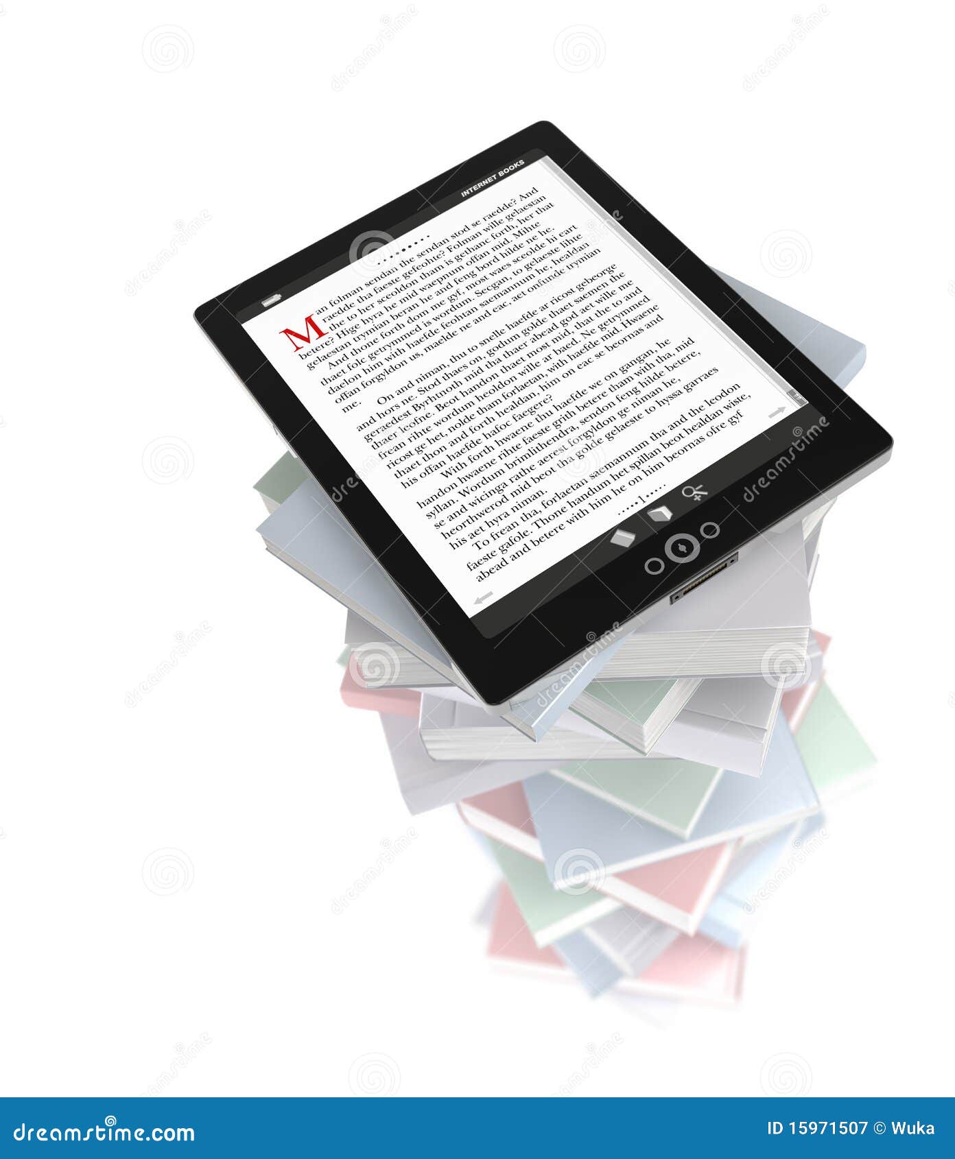 Tablet PC on Stack of Books Stock Illustration - Illustration of ...