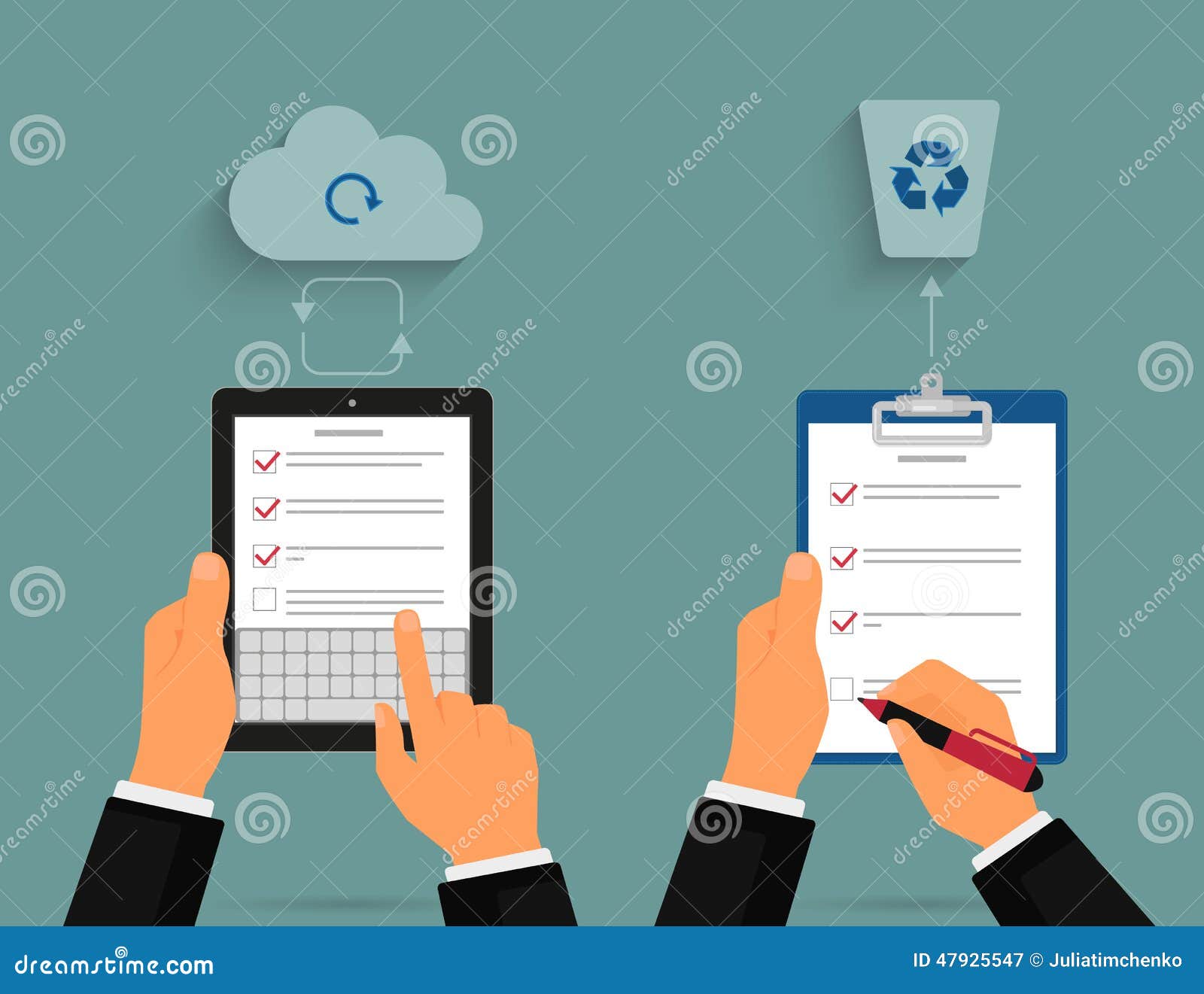 Tablet-PC Und -notizblock Mit Aufgabenliste Vektor Abbildung ...