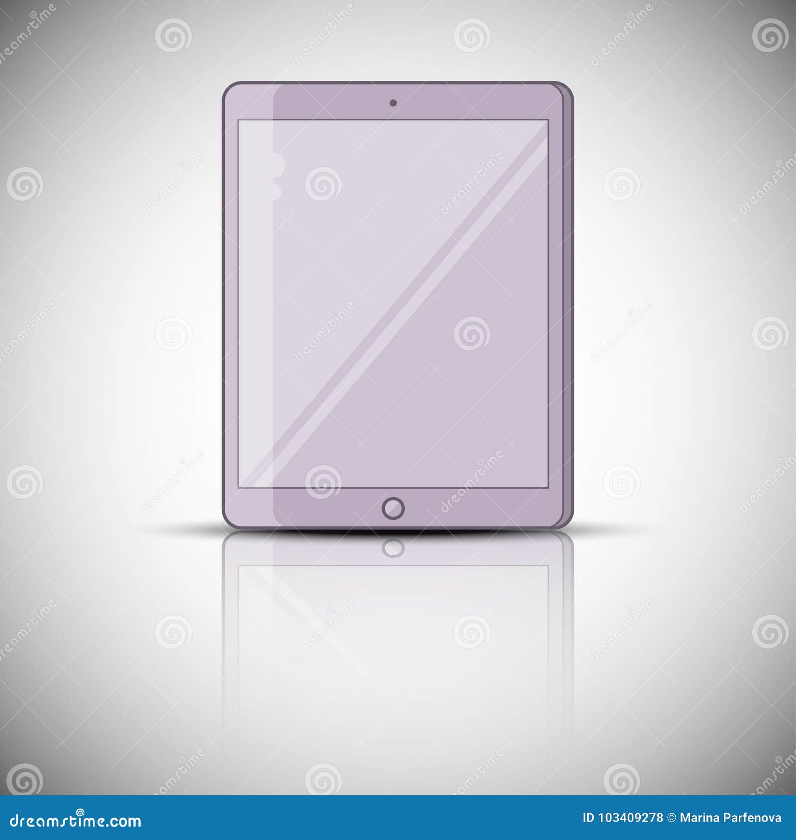 Tablet PC Vector Illustration with Reflection, Vector Illustration ...