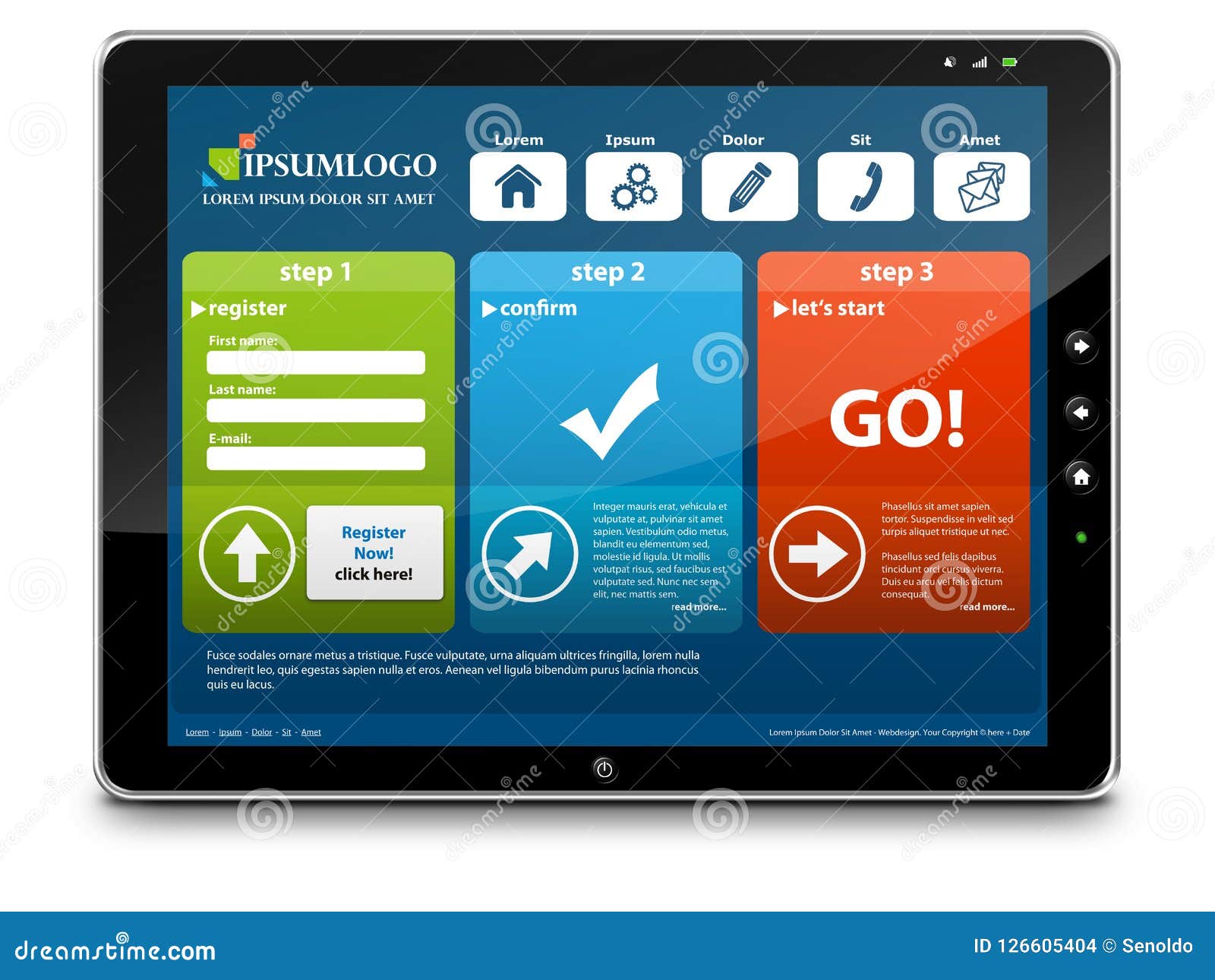 Tablet PC with Webdesign Template Stock Illustration - Illustration of ...