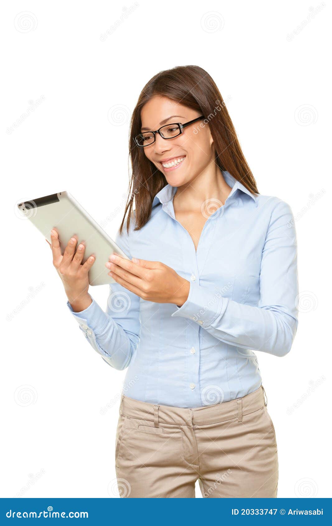 Tablet PC woman happy stock image. Image of looking, businesswoman ...