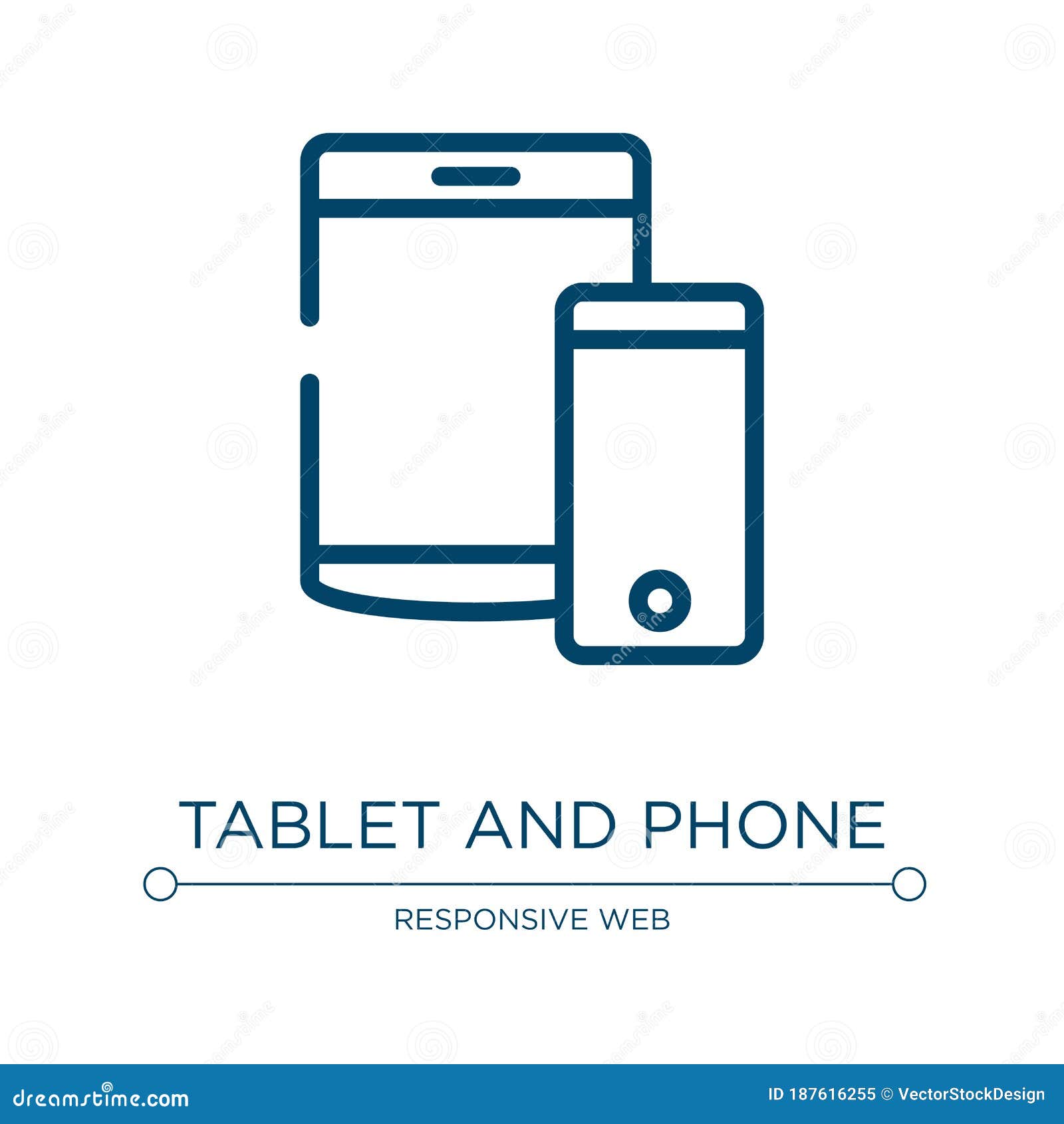 Tablet and Phone Icon. Linear Vector Illustration from Responsive Web ...