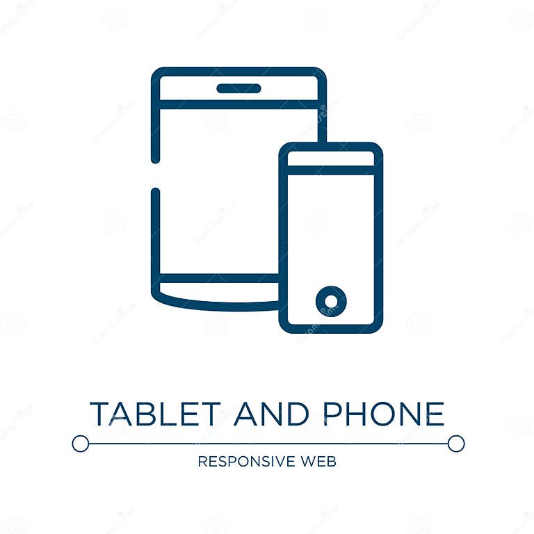 Tablet and Phone Icon. Linear Vector Illustration from Responsive Web ...