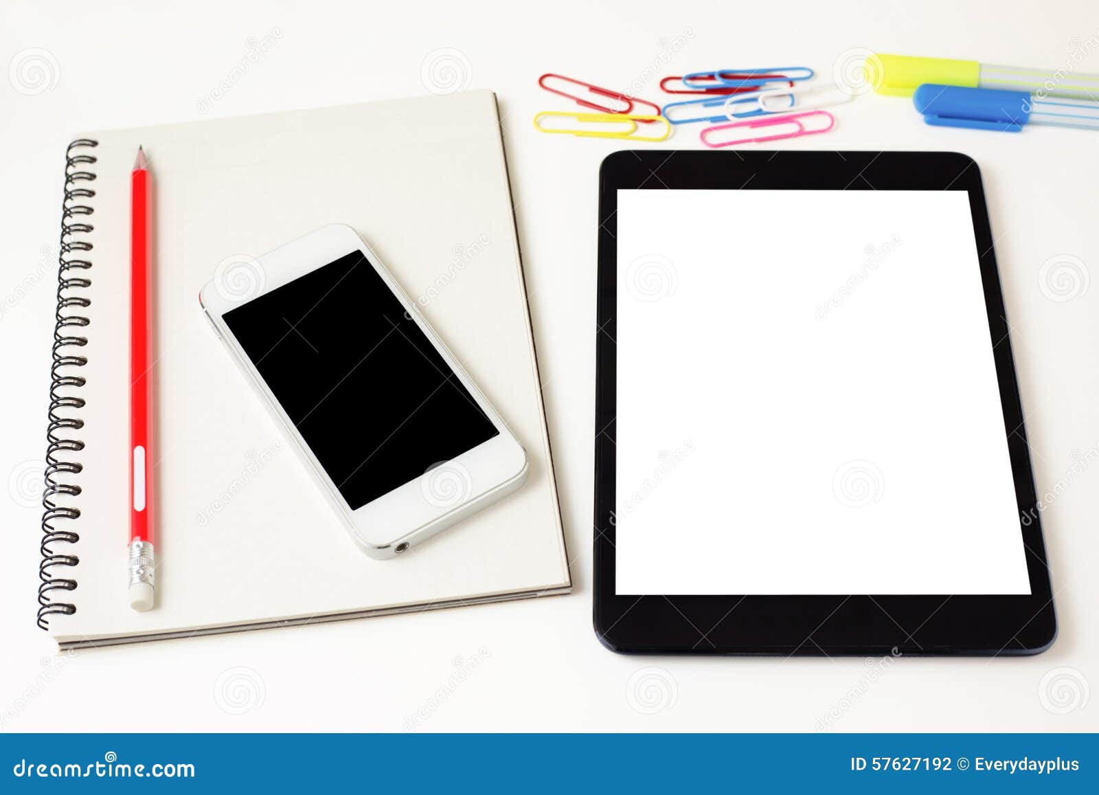 Tablet and Phone on Work Table Stock Photo - Image of view, technology ...