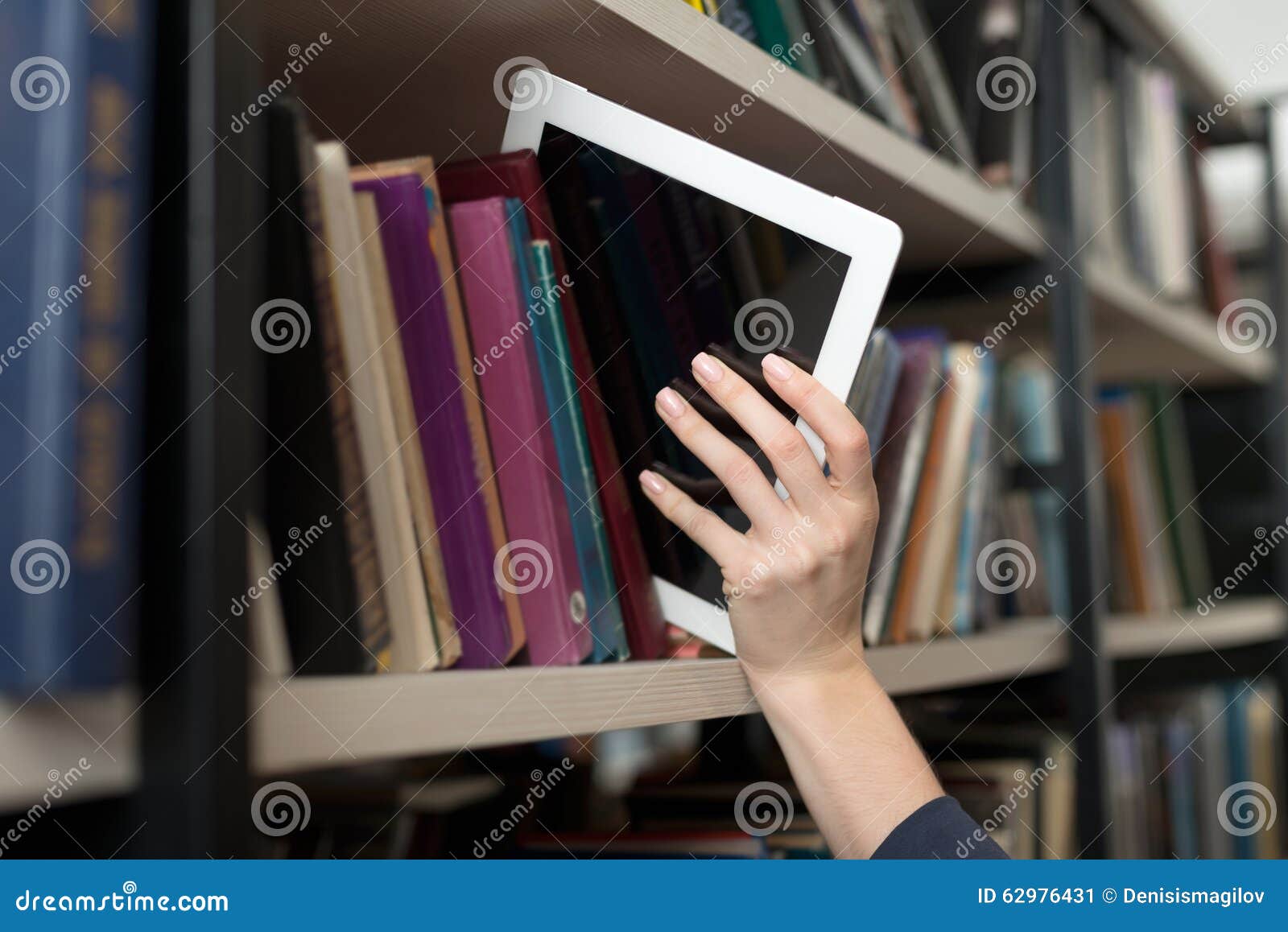 Tablet Picked Hand Book Shelf Library Stock Photos - Free & Royalty ...