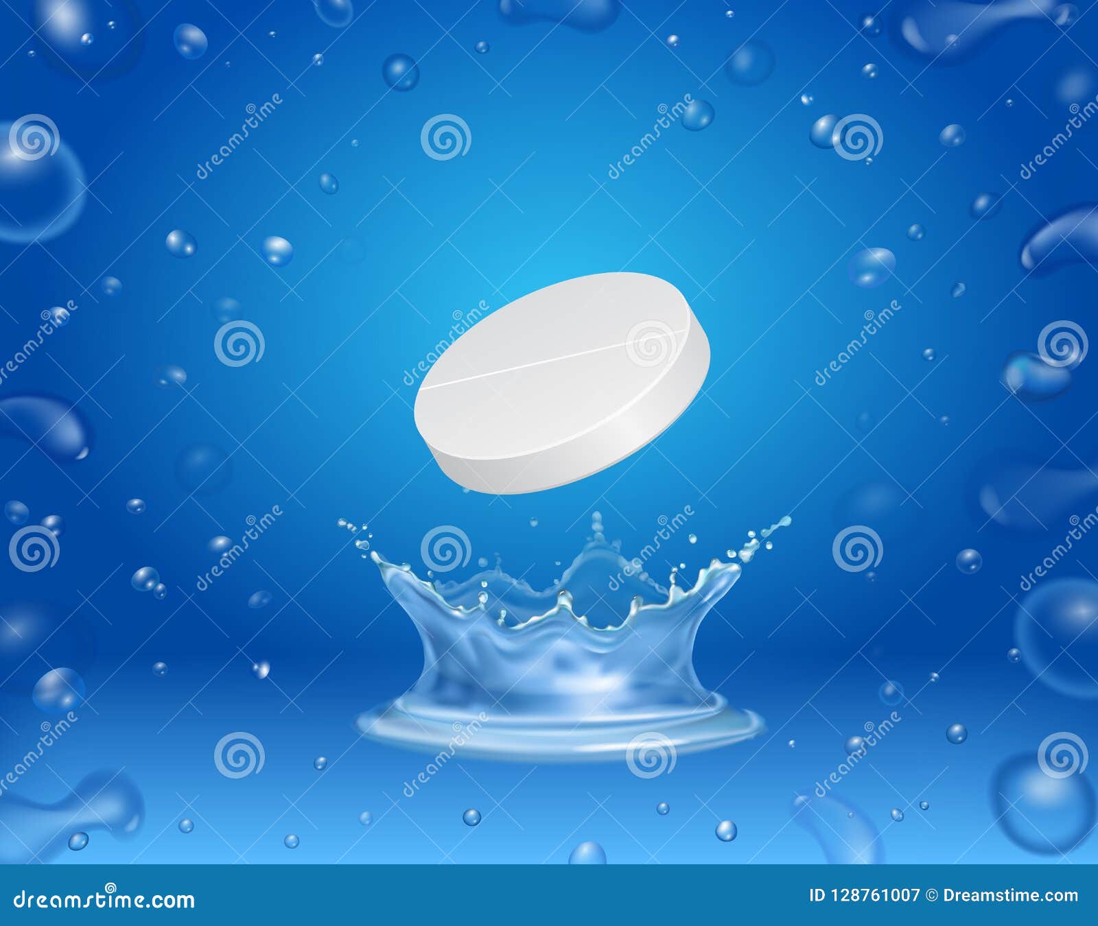 Tablet Pill in the Water with Splash Stock Vector - Illustration of ...