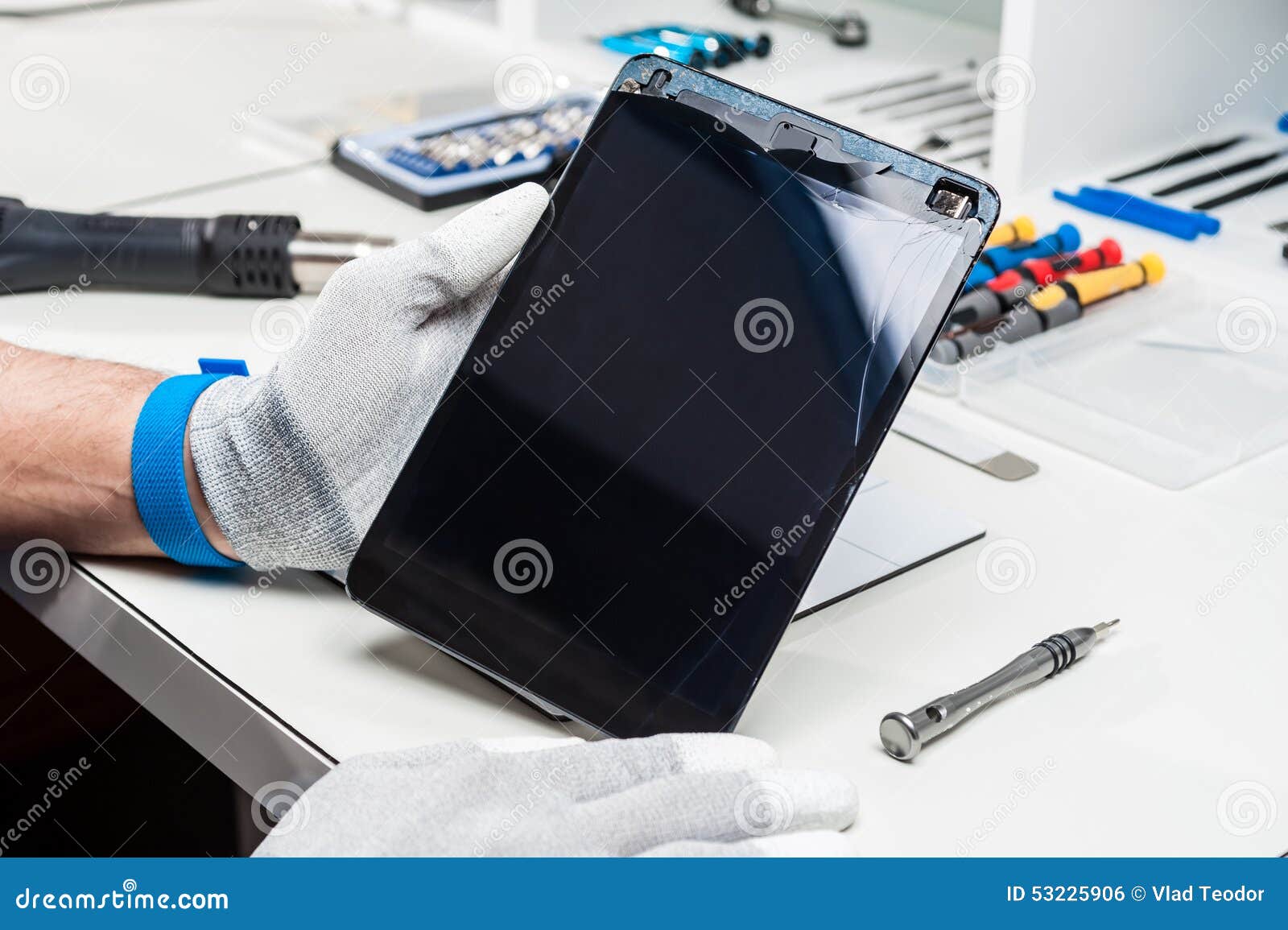 Tablet, pod repair stock photo. Image of dust, repaired - 53225906