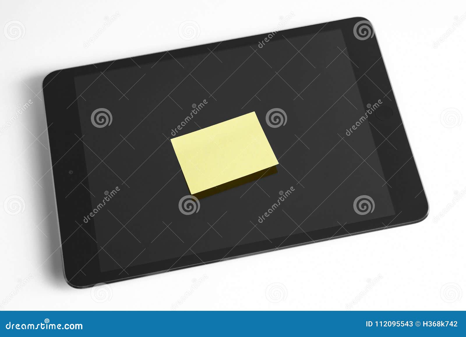 Tablet and Post it on Display Isolated on White Stock Image - Image of ...