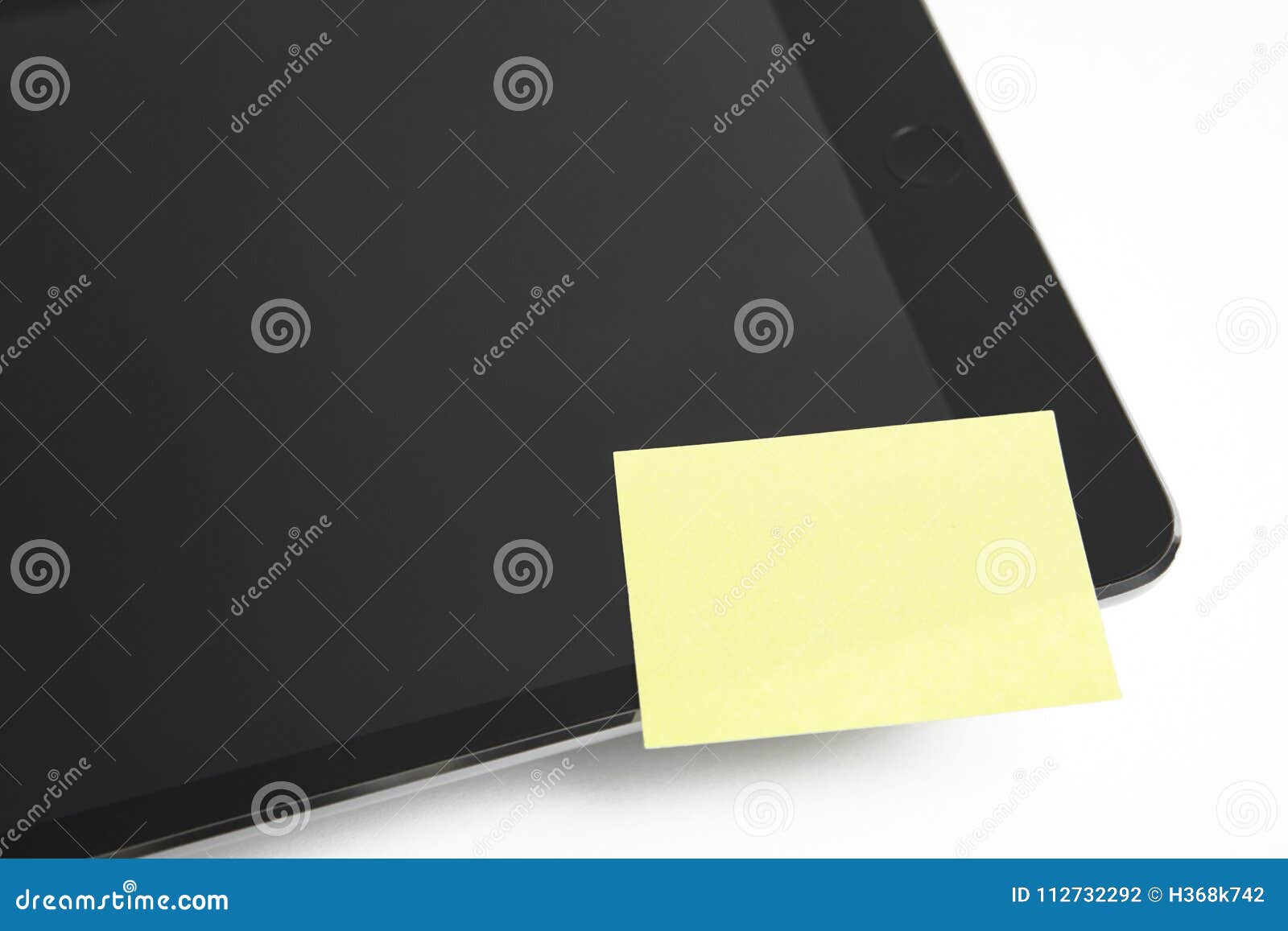 Tablet and Post it on Display Isolated on White Stock Photo - Image of ...