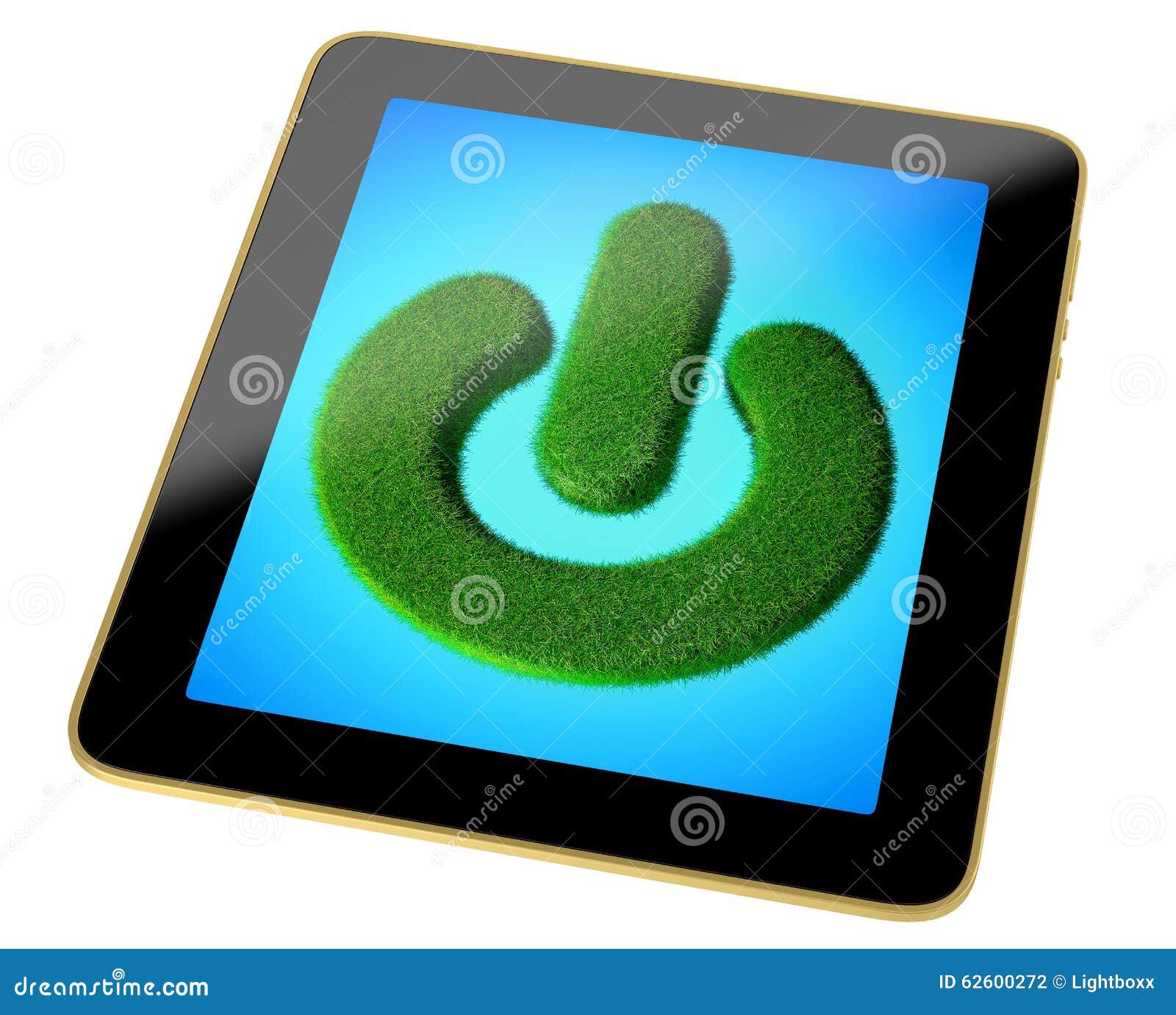 Tablet - Power Button Made from Grass on Display Stock Illustration ...