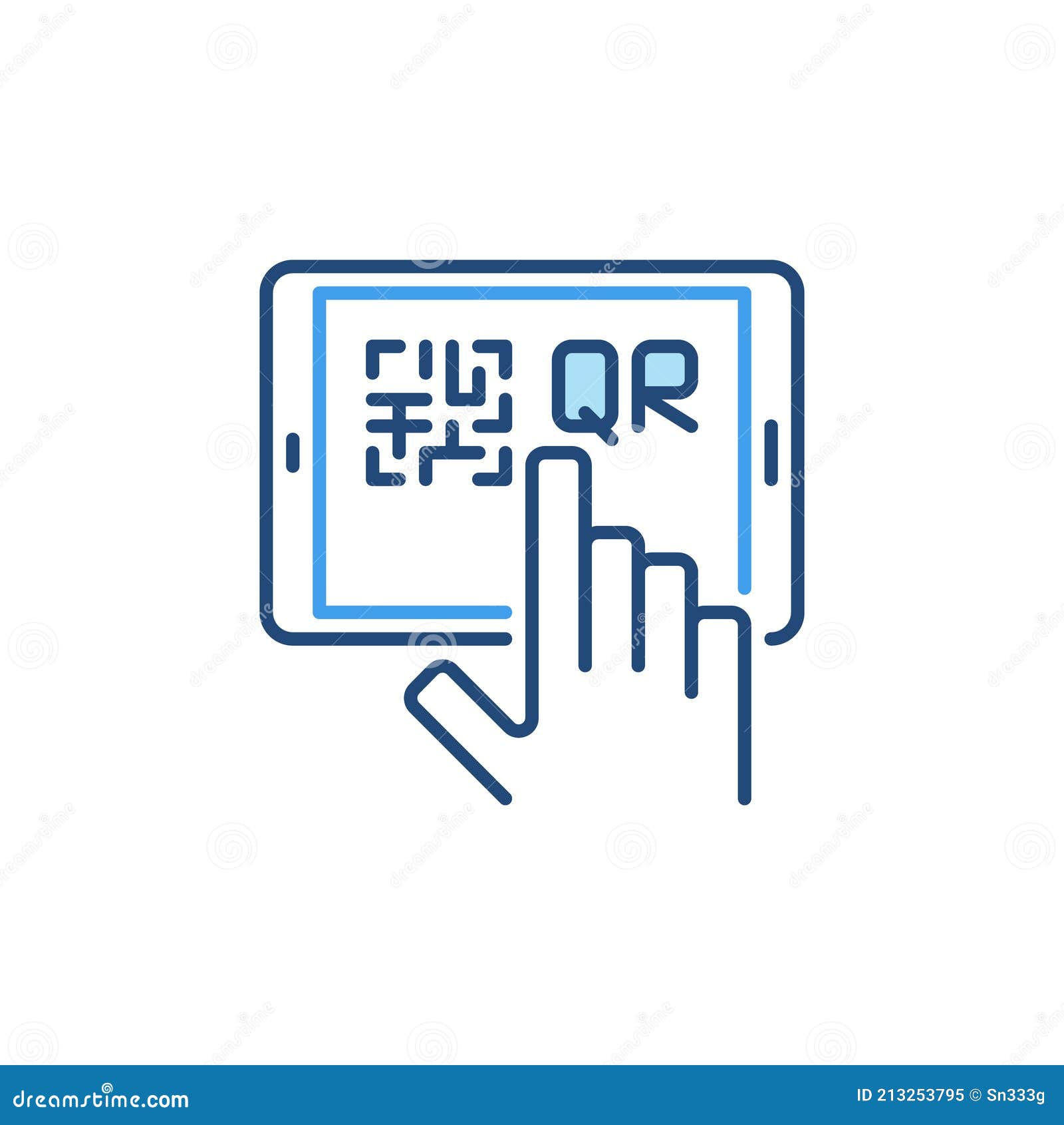 Tablet with QR Code and Hand Vector Concept Colored Icon Stock Vector ...