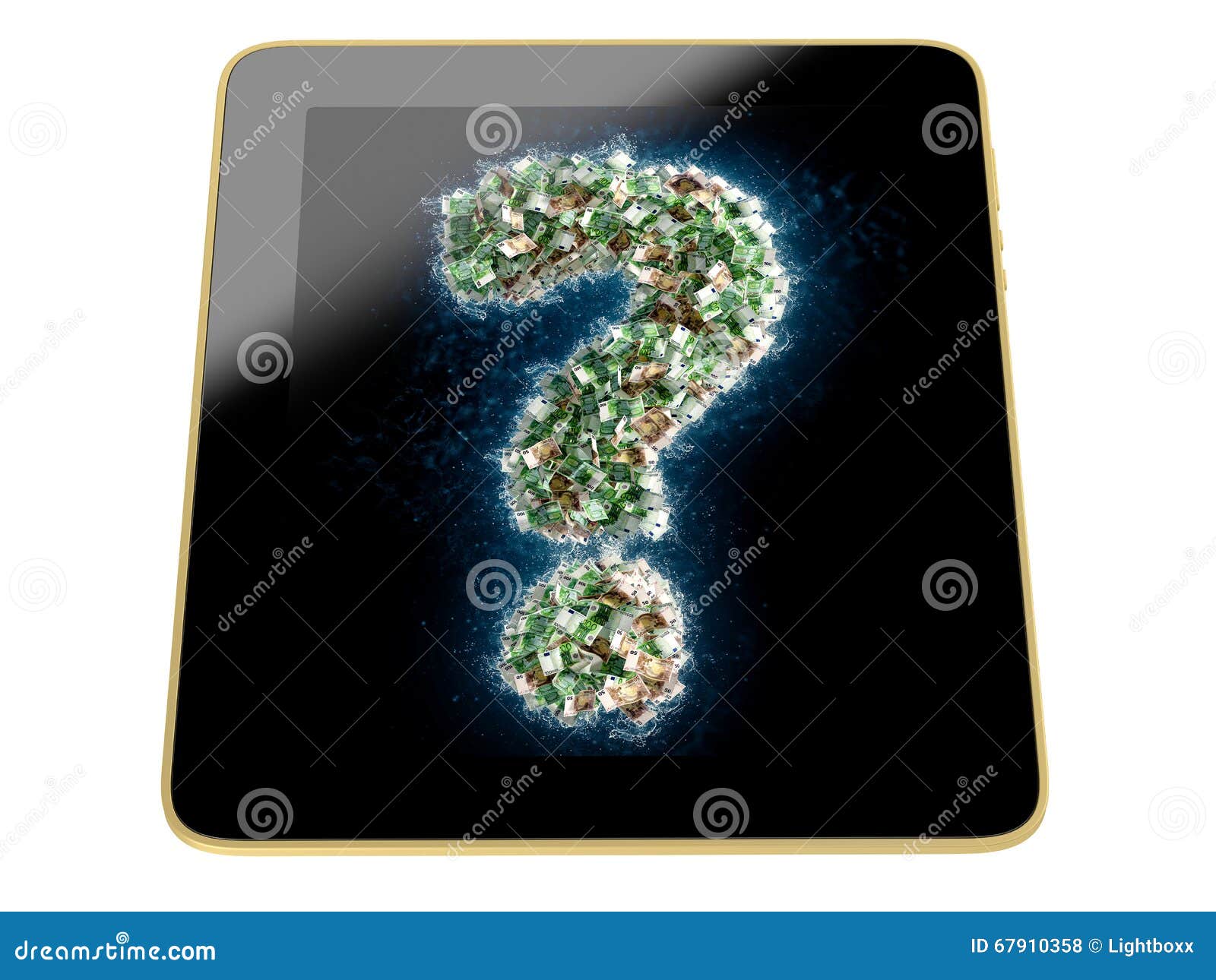 Tablet with Question Mark ? Made from Euro Bills Stock Illustration ...
